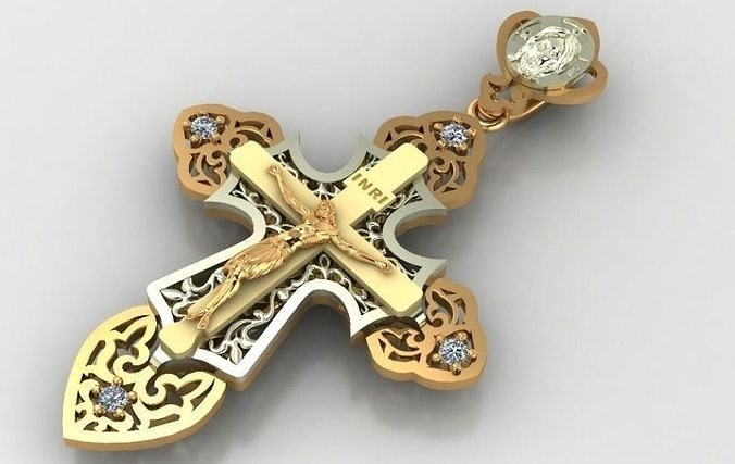 Chest Cross with Crucifix and Guardian Angel 203 3D model 3D printable ...