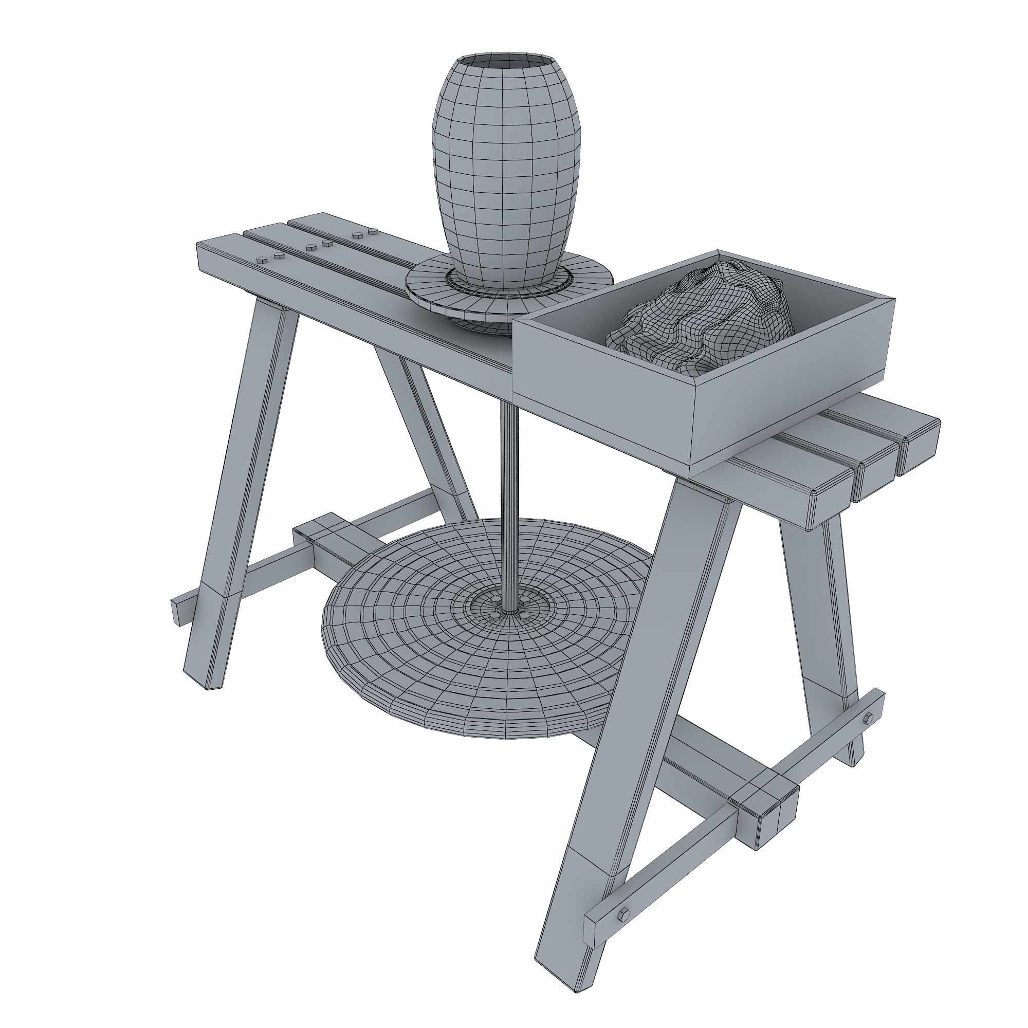 3D model Medieval Pottery Wheel - Comlek - Wooden Clay Machine VR / AR ...
