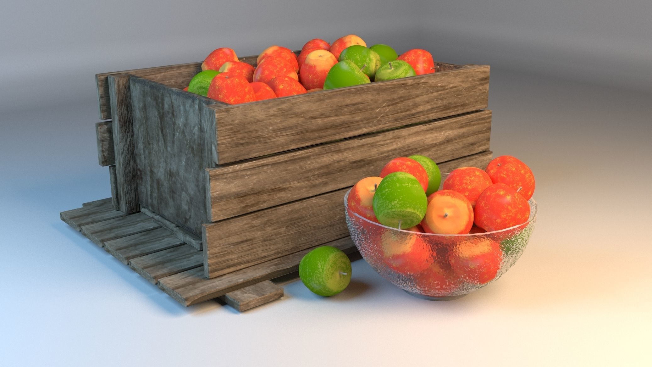 3D model WOOD APPLE BOX PROP DECORATION VR / AR / low-poly | CGTrader