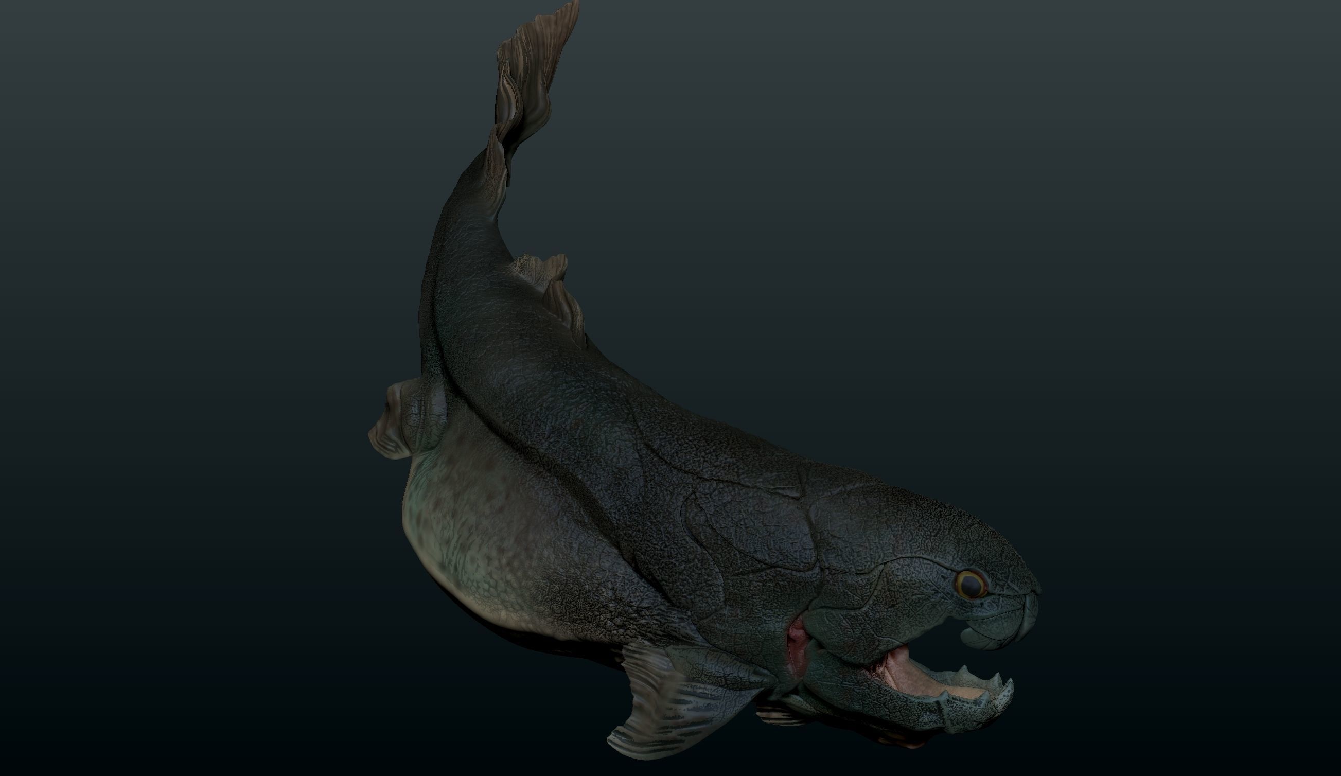 animated realtime Low poly 3d model Dunkleosteus