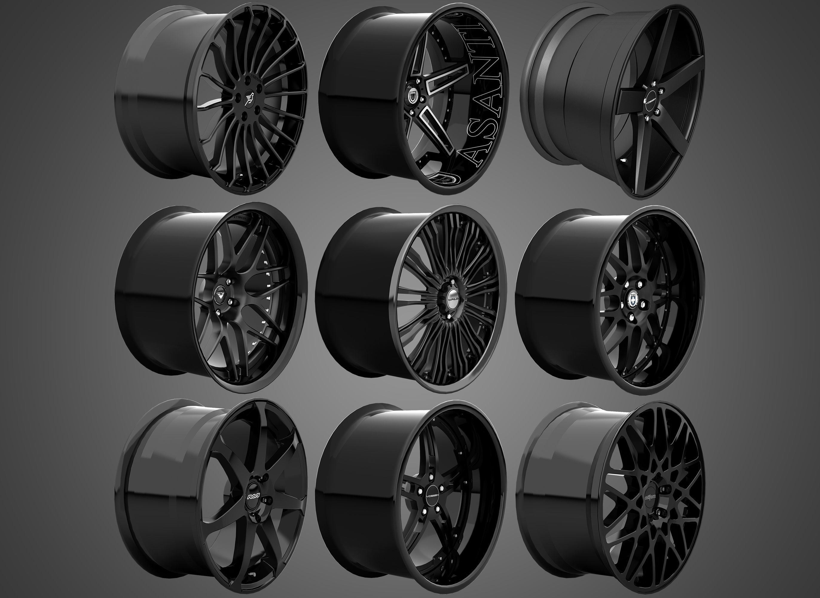 3D model Rims - Hamann Asanti Vossen Vorsteiner WALD HRE Rays Rotiform ...