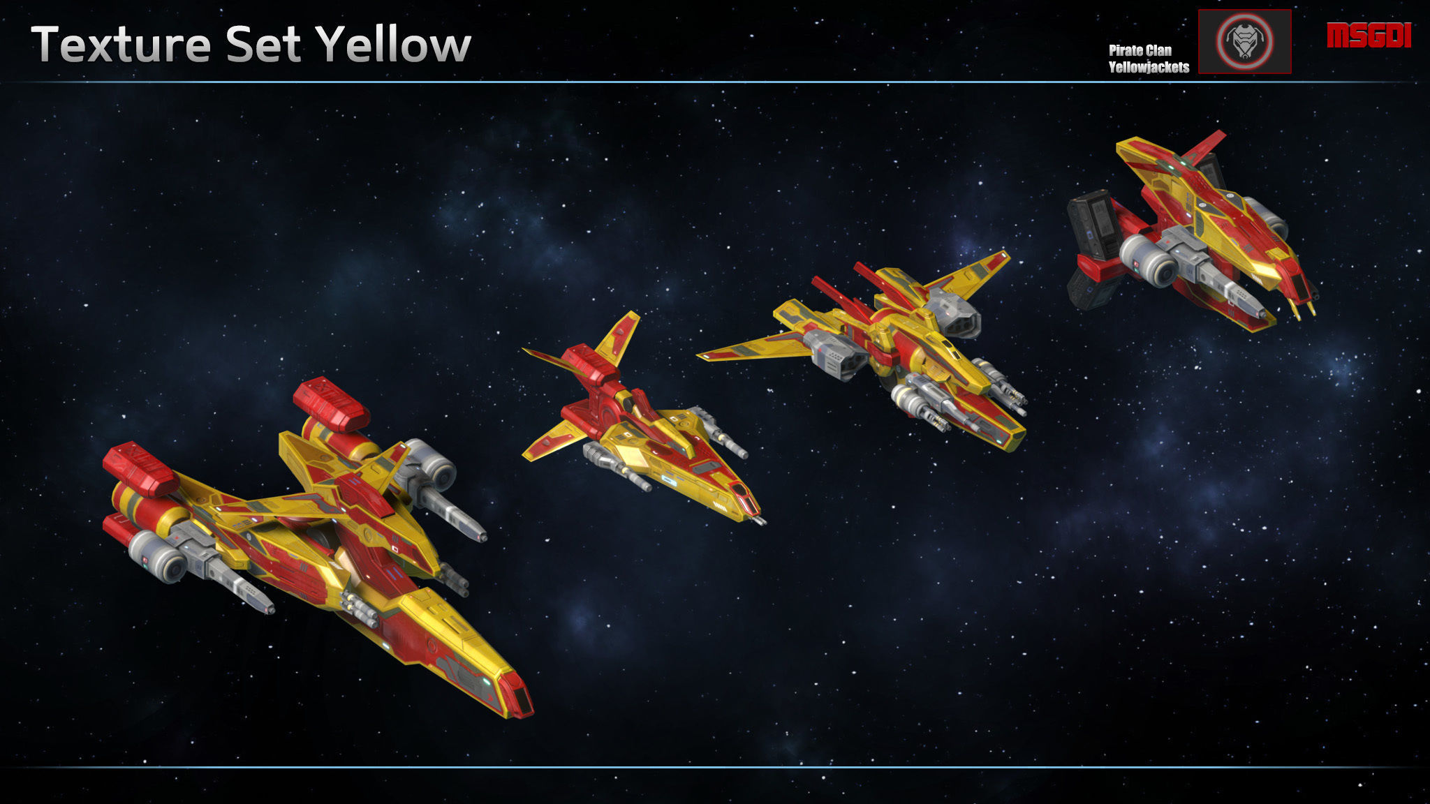 3D model Spaceship Yellowjackets Modular Fighter Kit VR / AR / low-poly ...