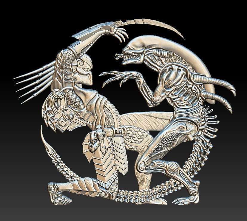 Alien vs Predator - relief - 2017 3D model 3D printable | CGTrader