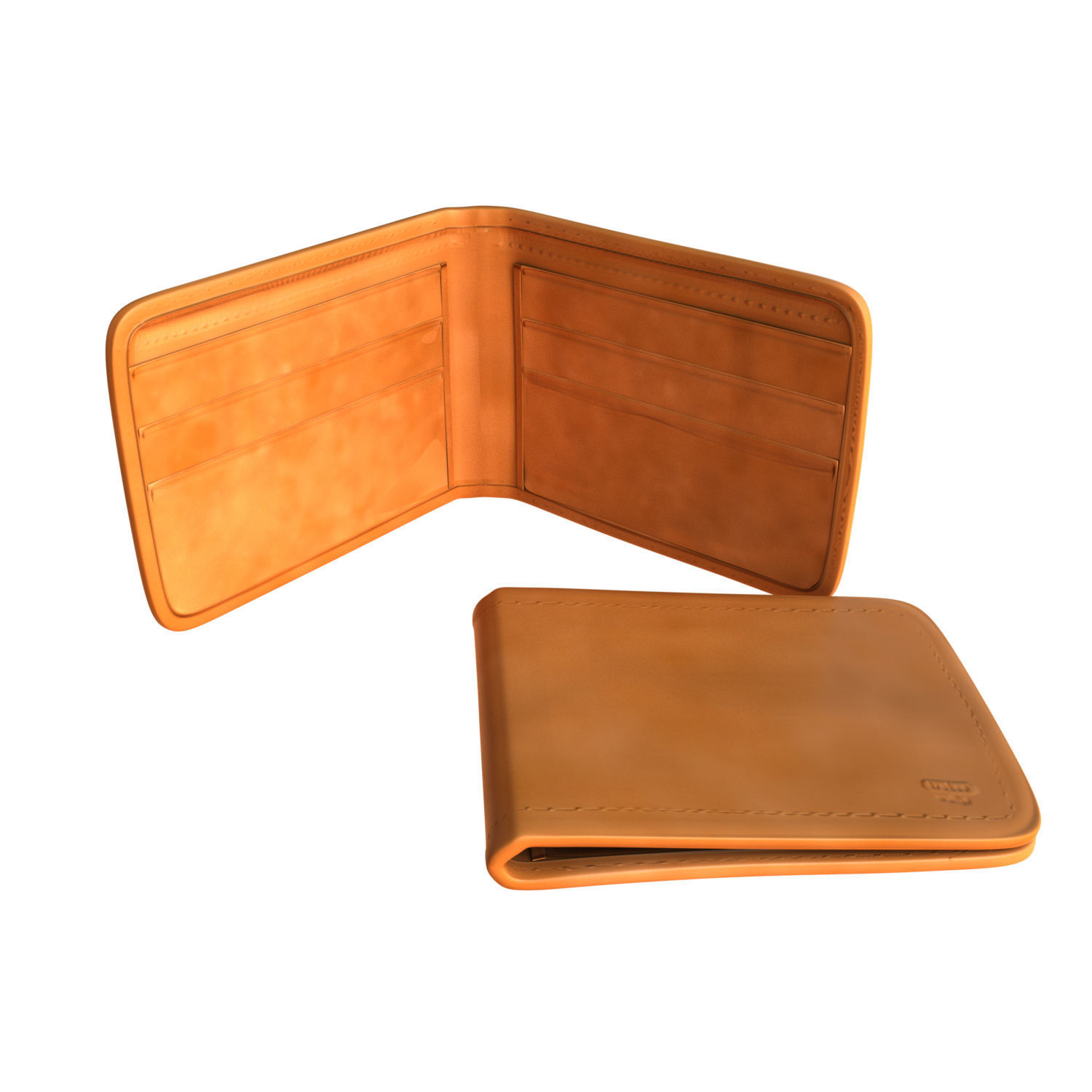 Wallet tan leather bifold 3D model | CGTrader