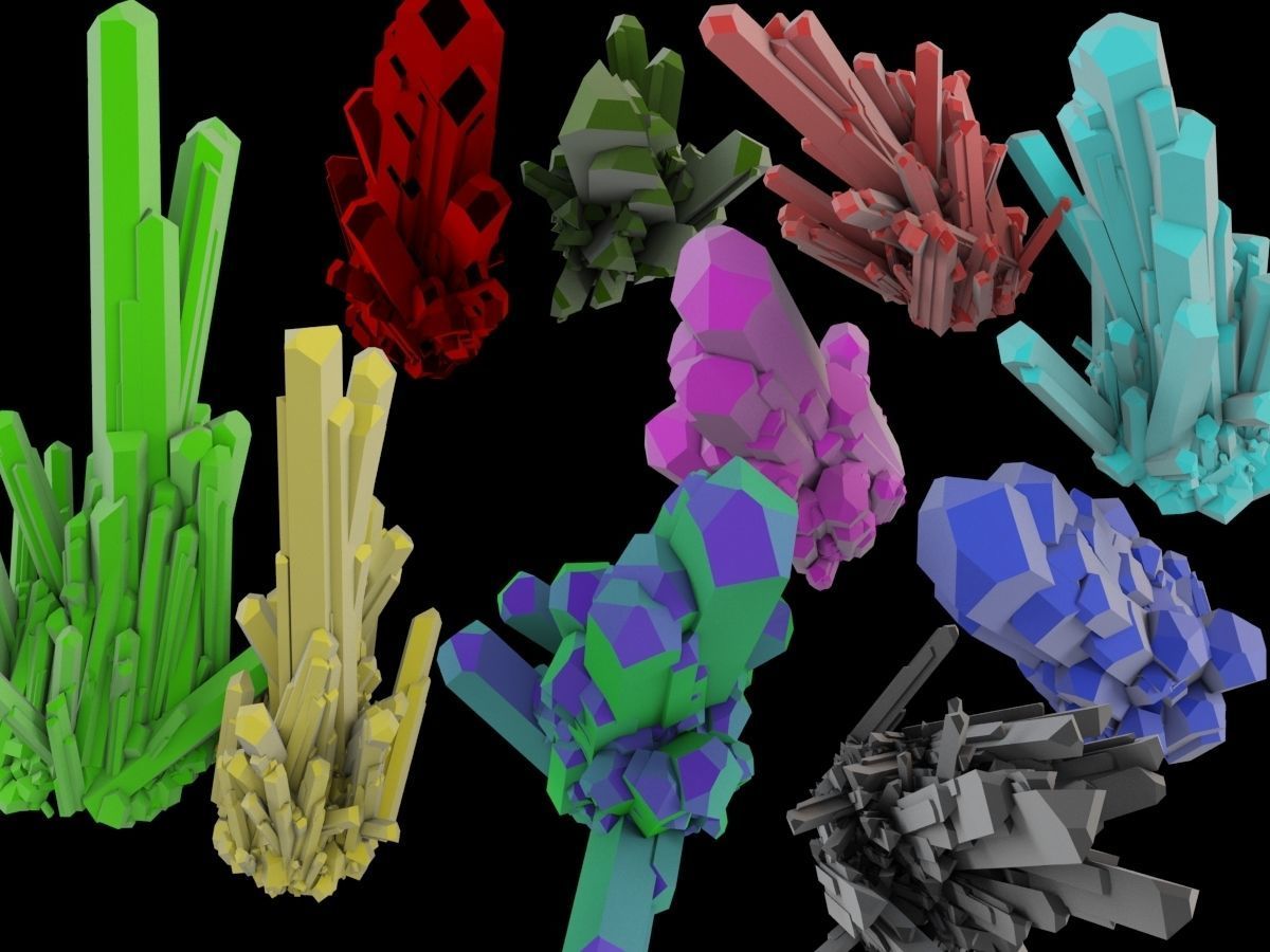 Crystal Quartz Mineral Pack 2 Low-poly 3D model 3D model | CGTrader