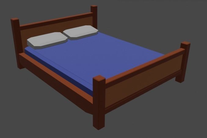 3D model Low Poly Queen Sized Bed VR / AR / low-poly | CGTrader