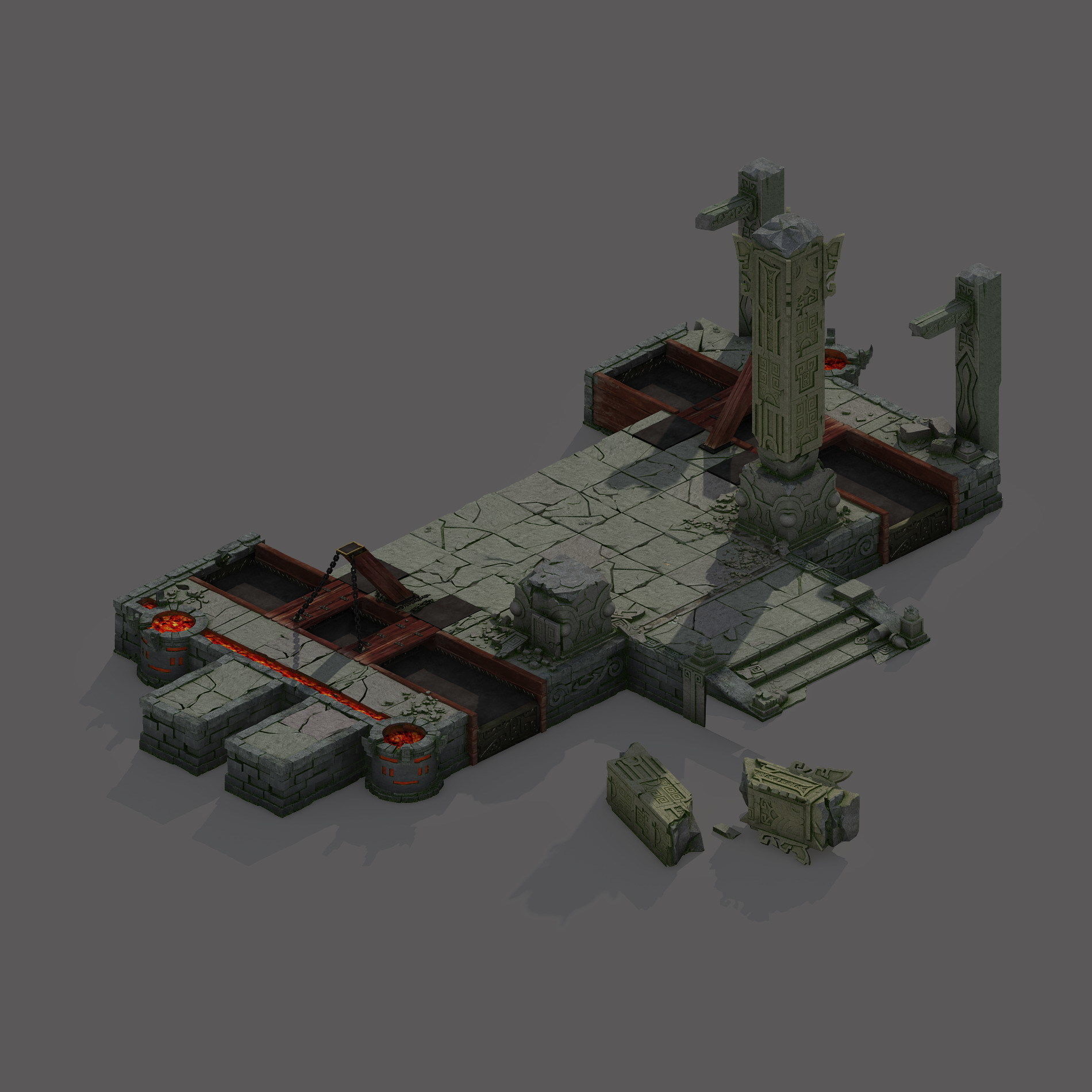 Horde - broken stone platform 3D model | CGTrader