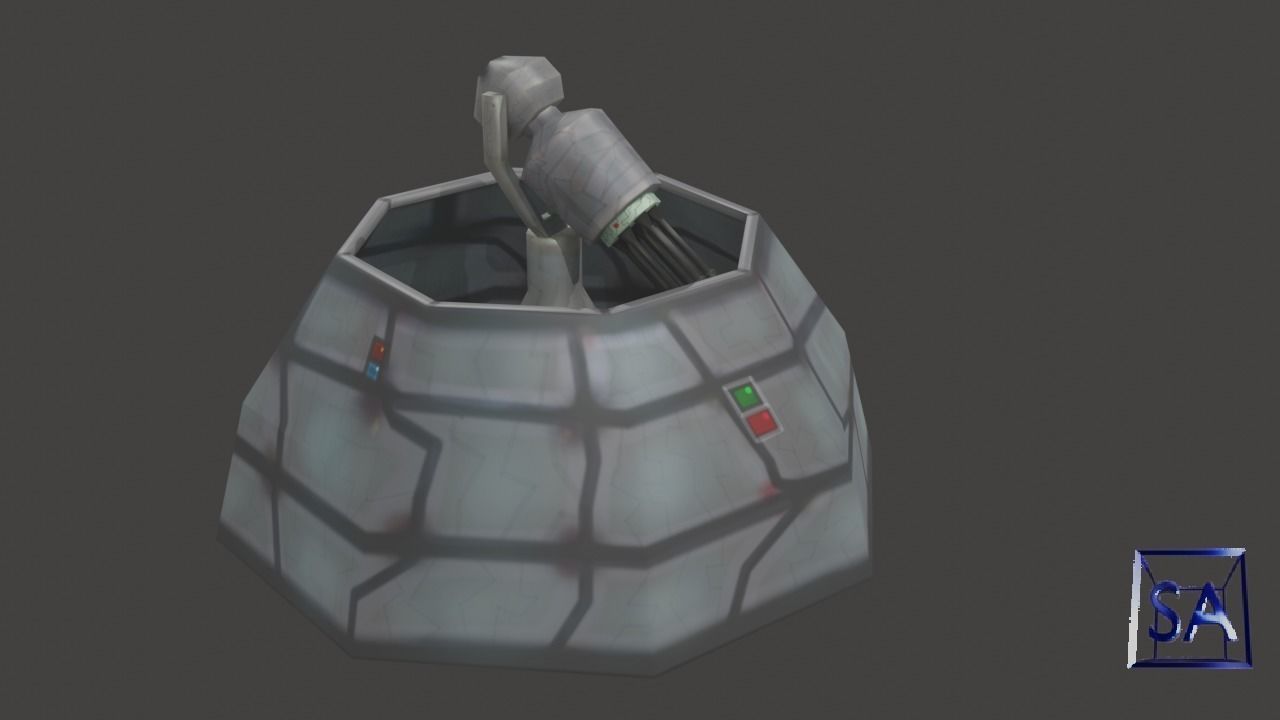 3D model Defense Laser Gun Tower VR / AR / low-poly rigged animated ...