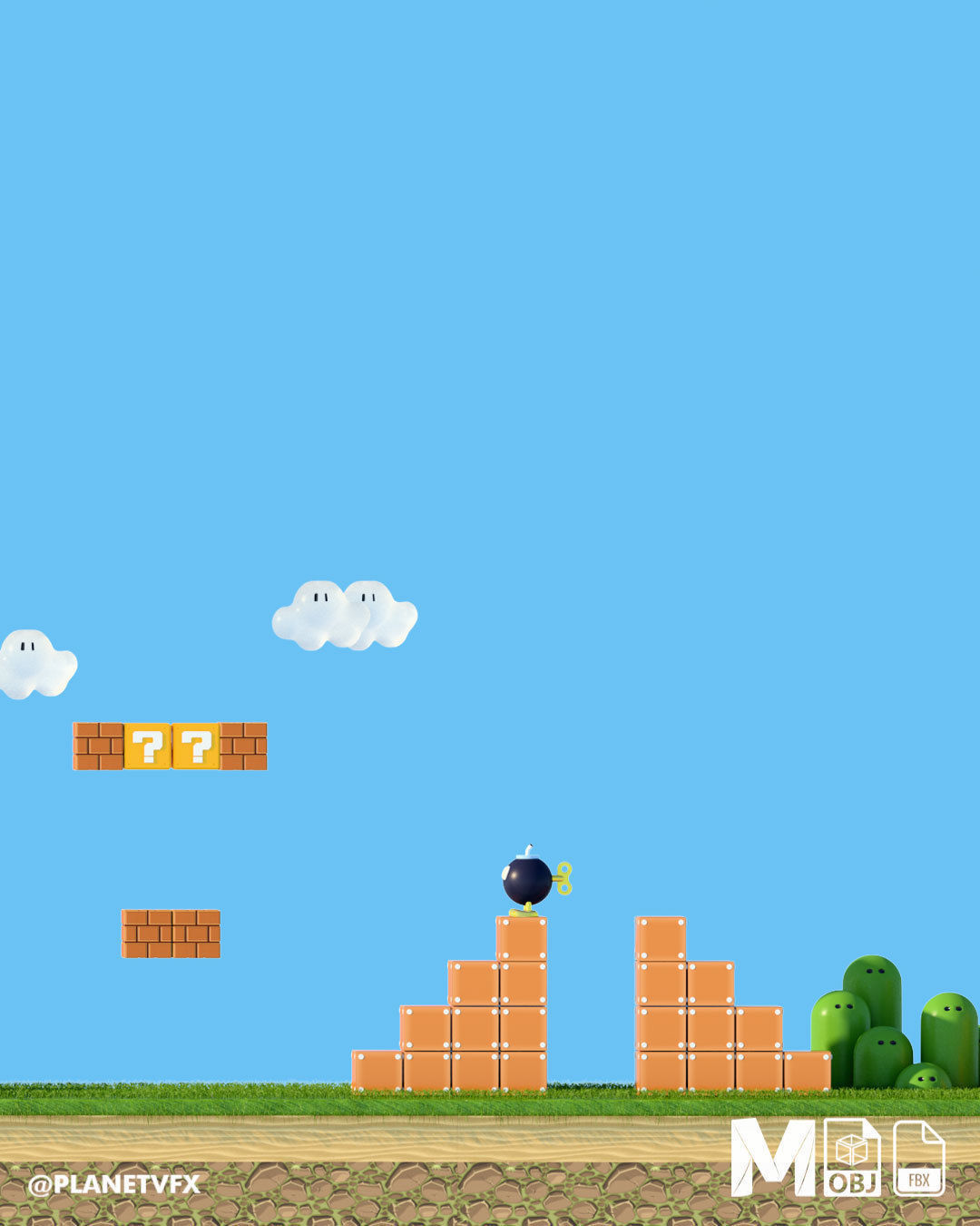 3D model Super Mario Level 1 UPDATED Models VR / AR / low-poly | CGTrader