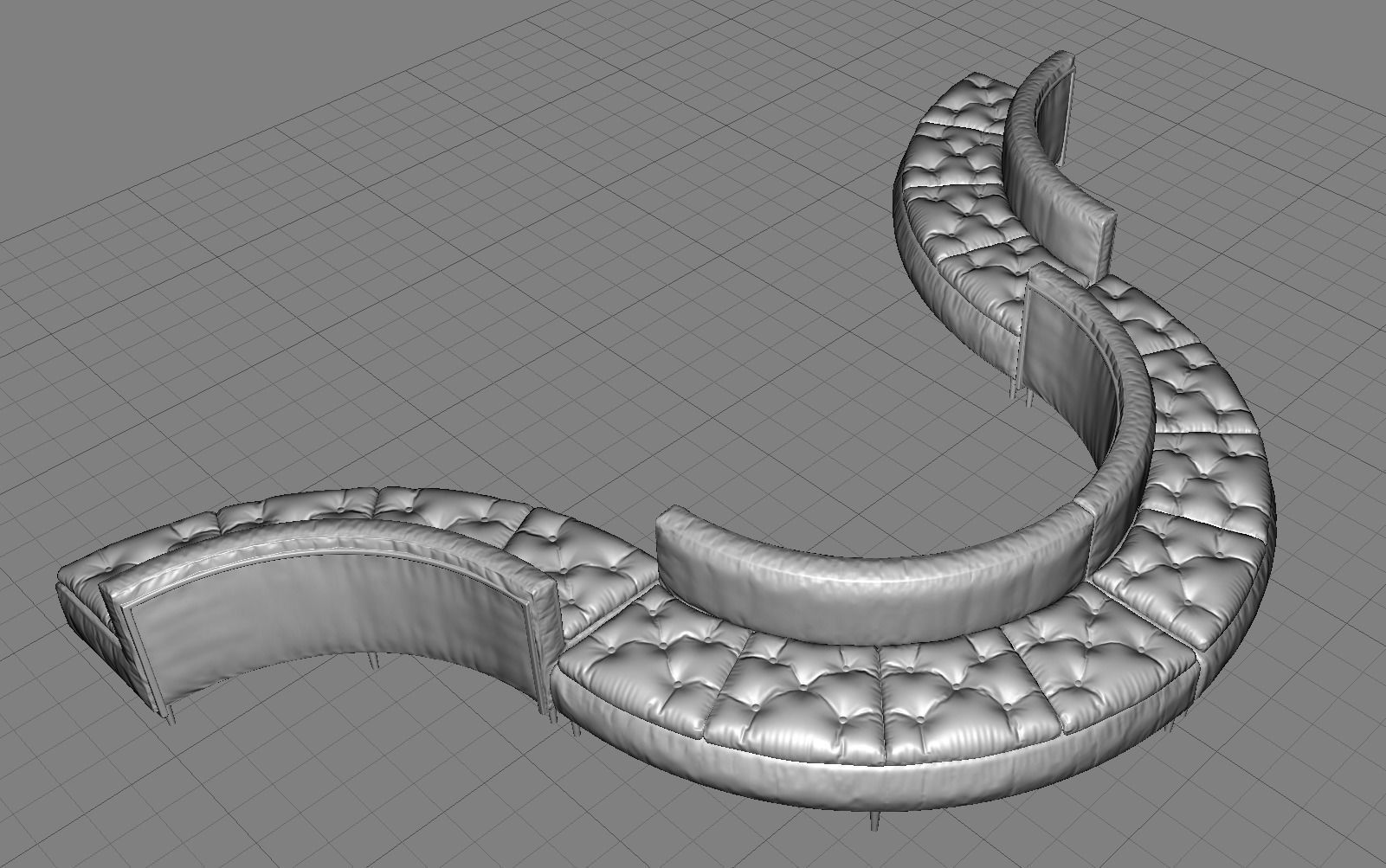 3D model Luxury Circular Seating Modules Pack Low poly PBR VR / AR ...