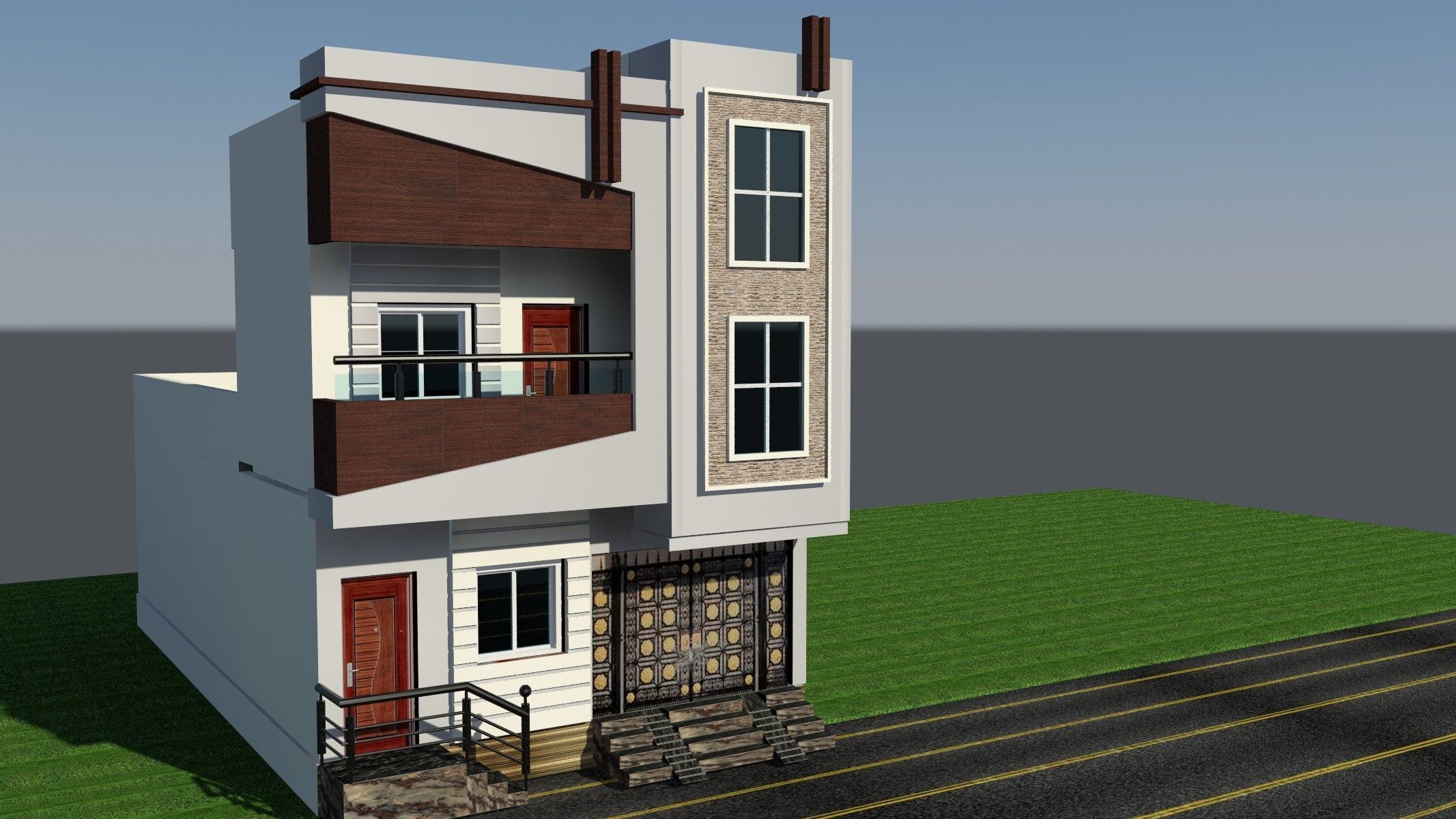 Elevation of building free 3D model 3D printable | CGTrader