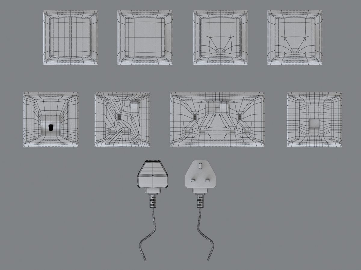 Switches Type-G Outlets and Plugs 3D model | CGTrader