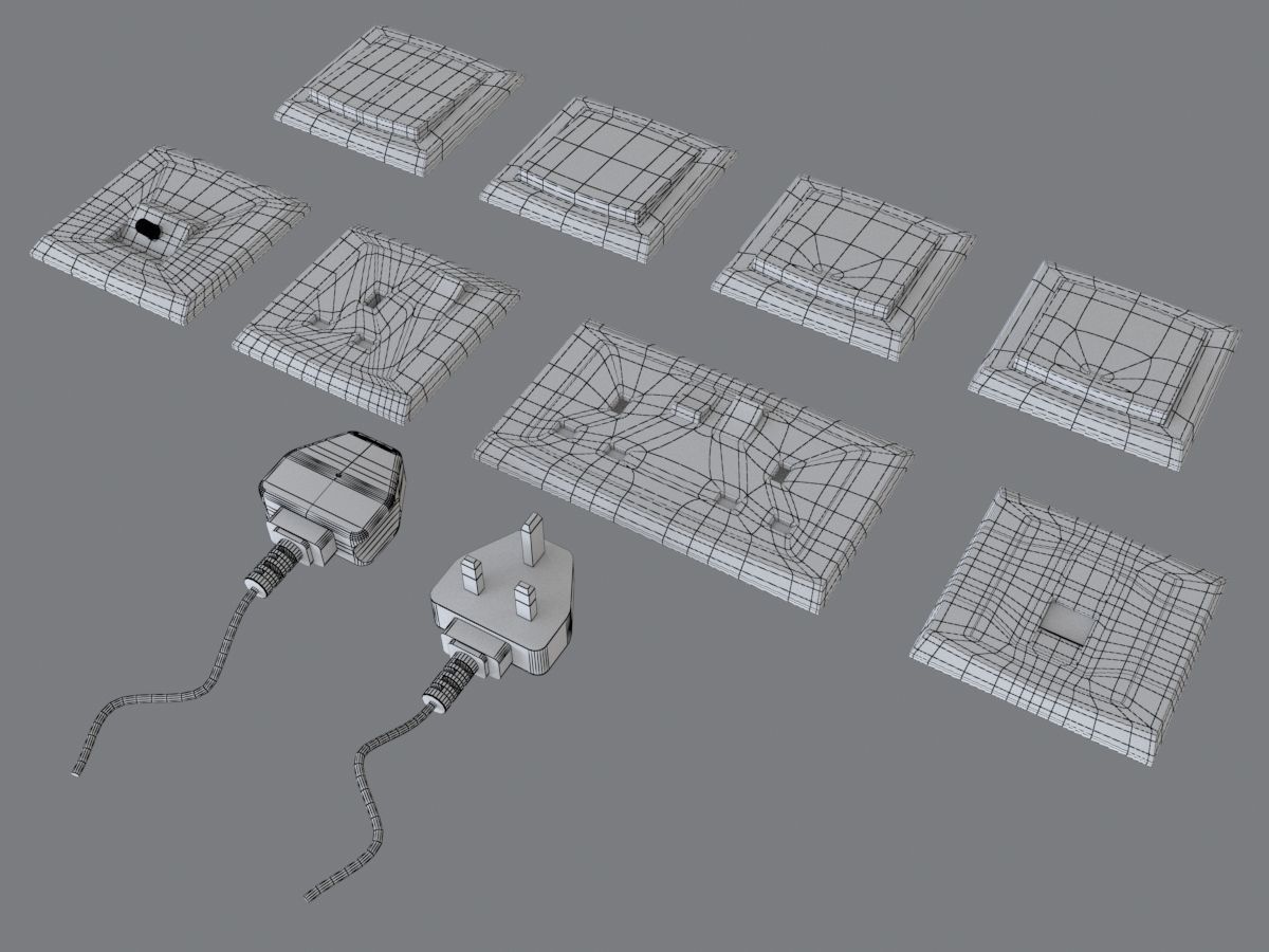 Switches Type-G Outlets and Plugs 3D model | CGTrader