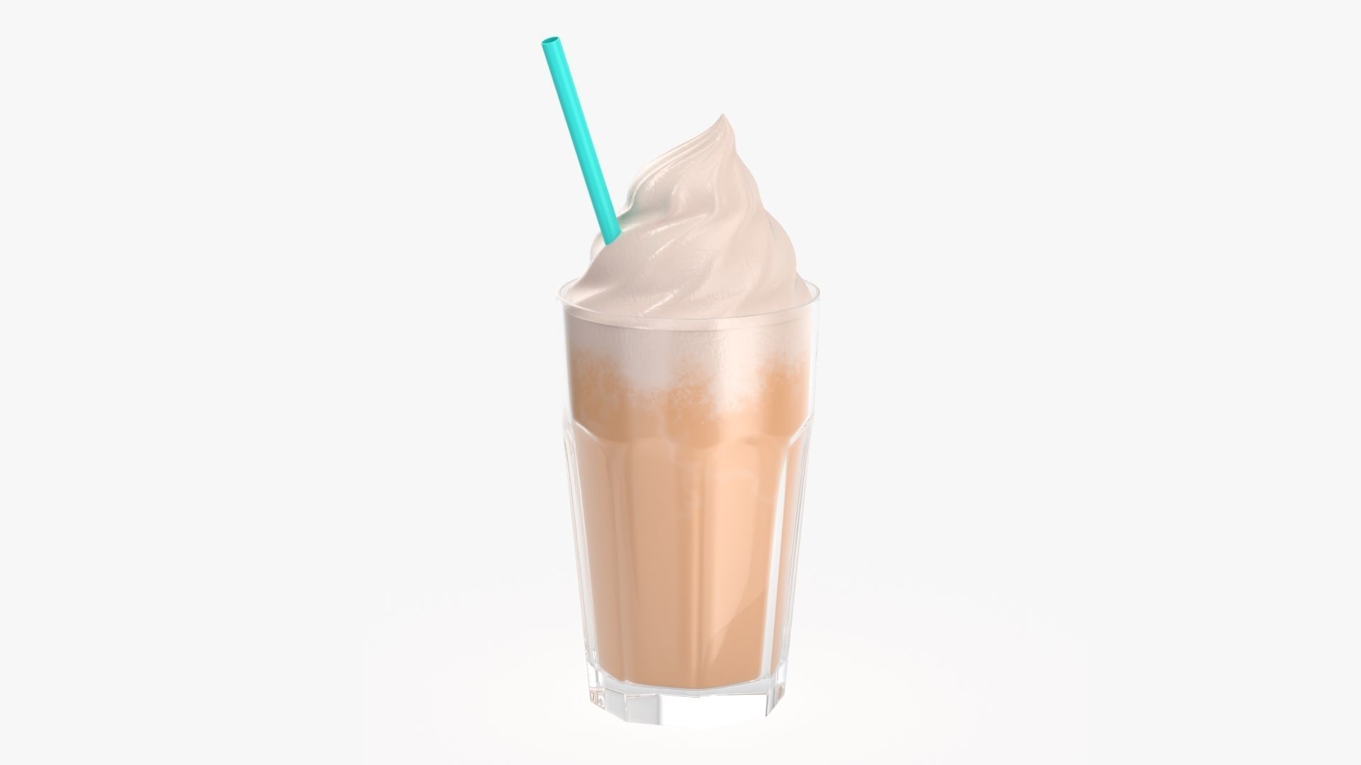Milkshake in a glass with straw 3D model | CGTrader