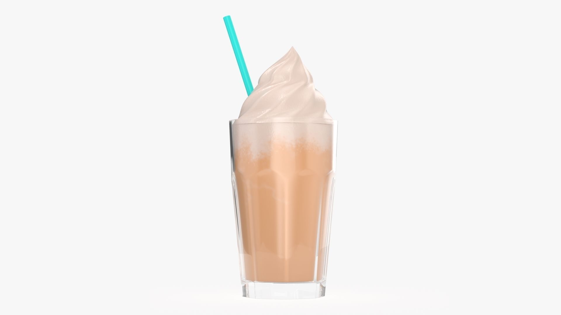 Milkshake in a glass with straw 3D model | CGTrader