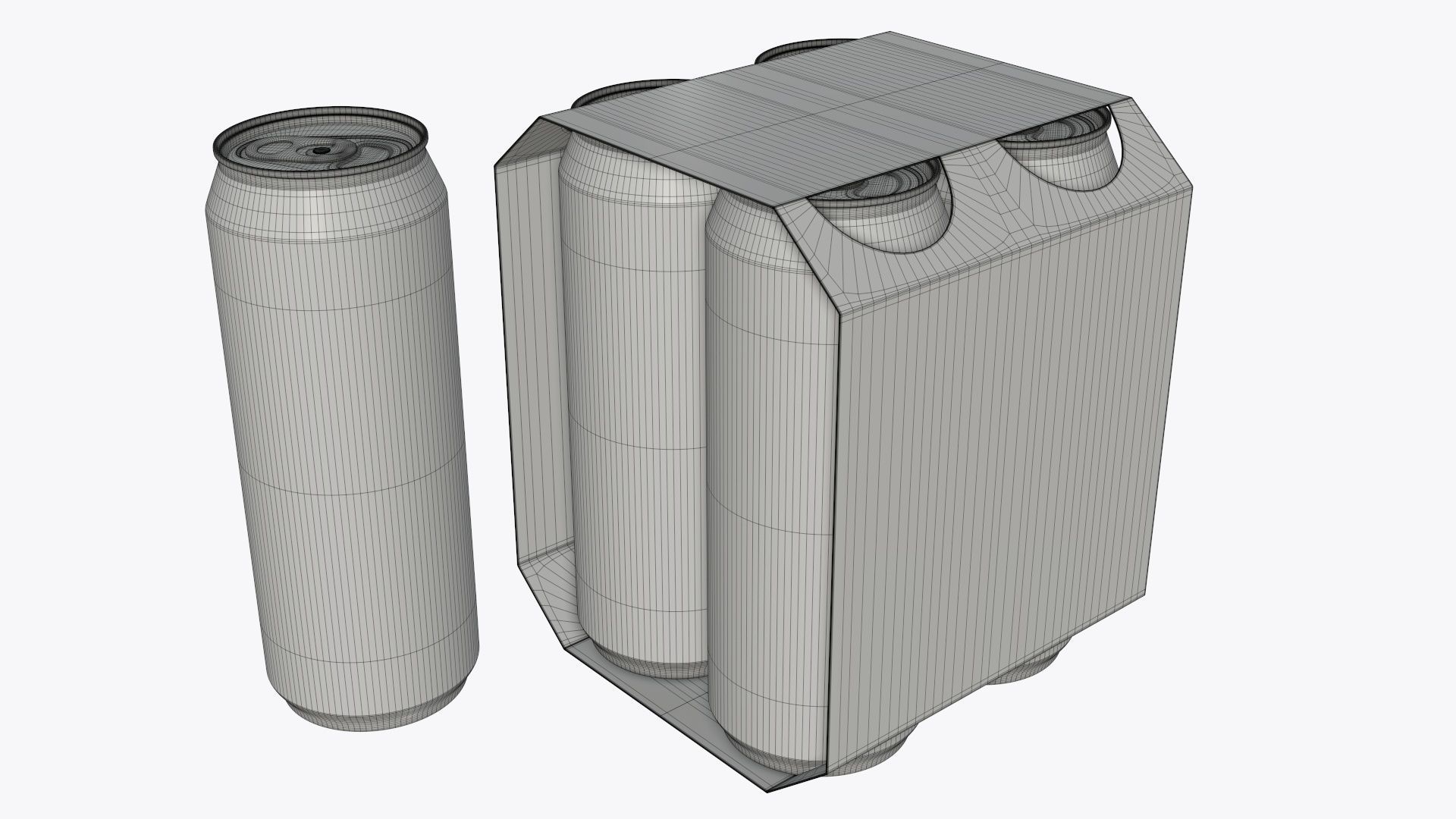 Cluster-pack carton packaging for 4 beer cans 500 ml 3D model | CGTrader