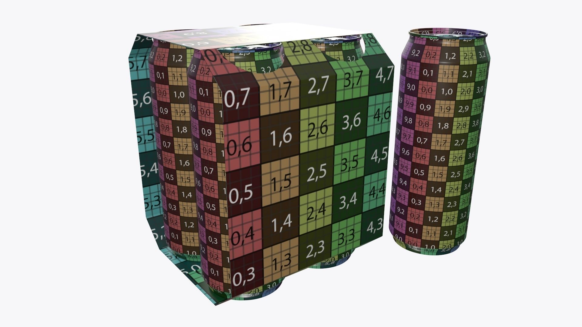Cluster-pack carton packaging for 4 beer cans 500 ml 3D model | CGTrader