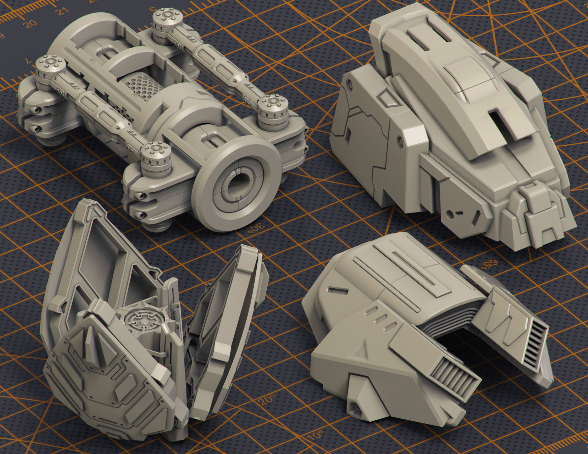 Mech Warrior Hard Surface Kitbash 3 of 20 3D model | CGTrader