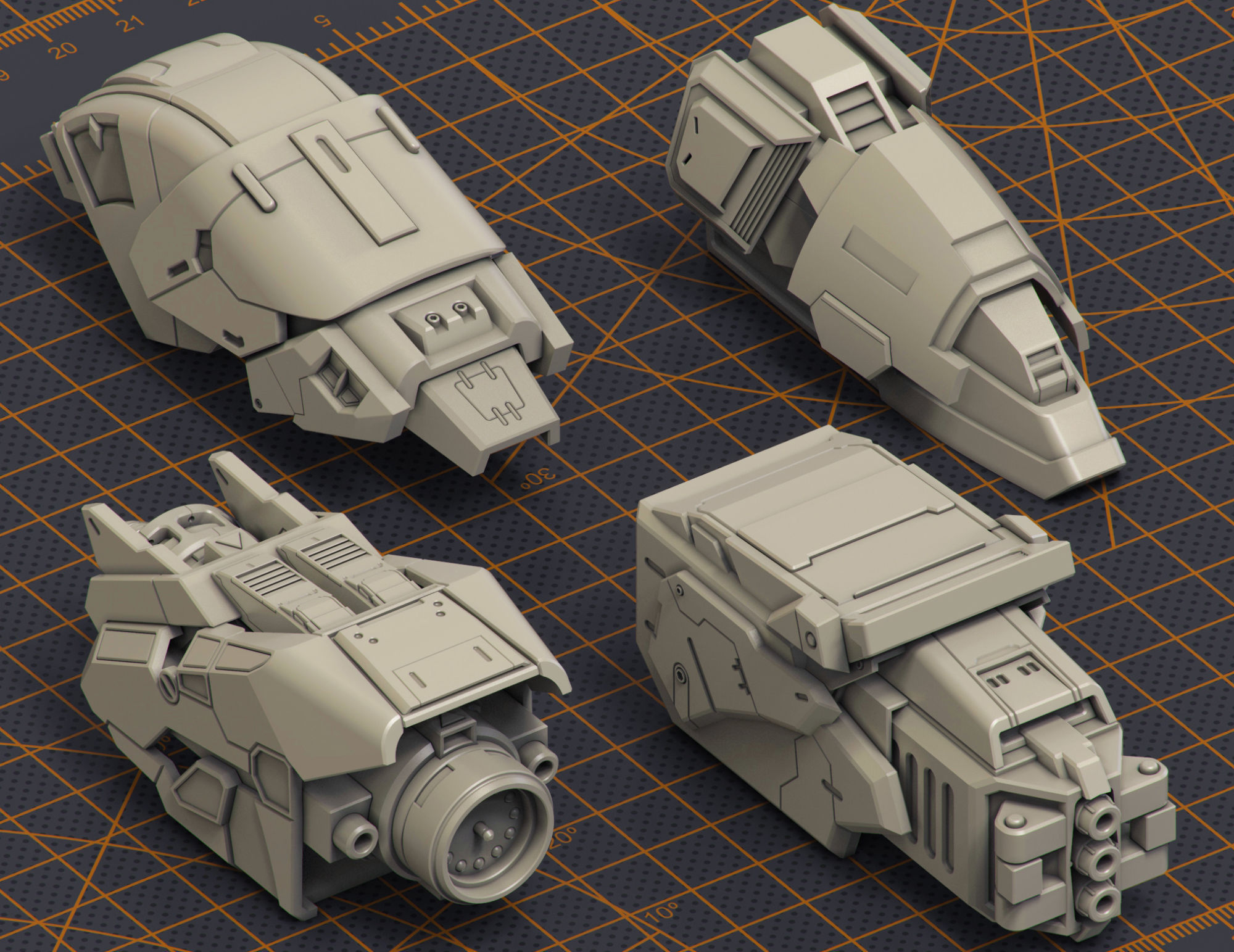 Mech Warrior Hard Surface Kitbash 3 of 20 3D model | CGTrader