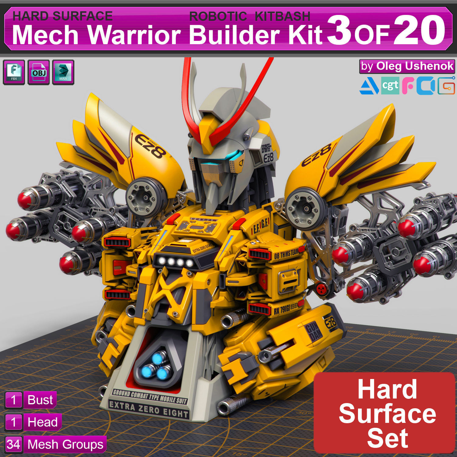 Mech Warrior Hard Surface Kitbash 3 of 20 3D model | CGTrader