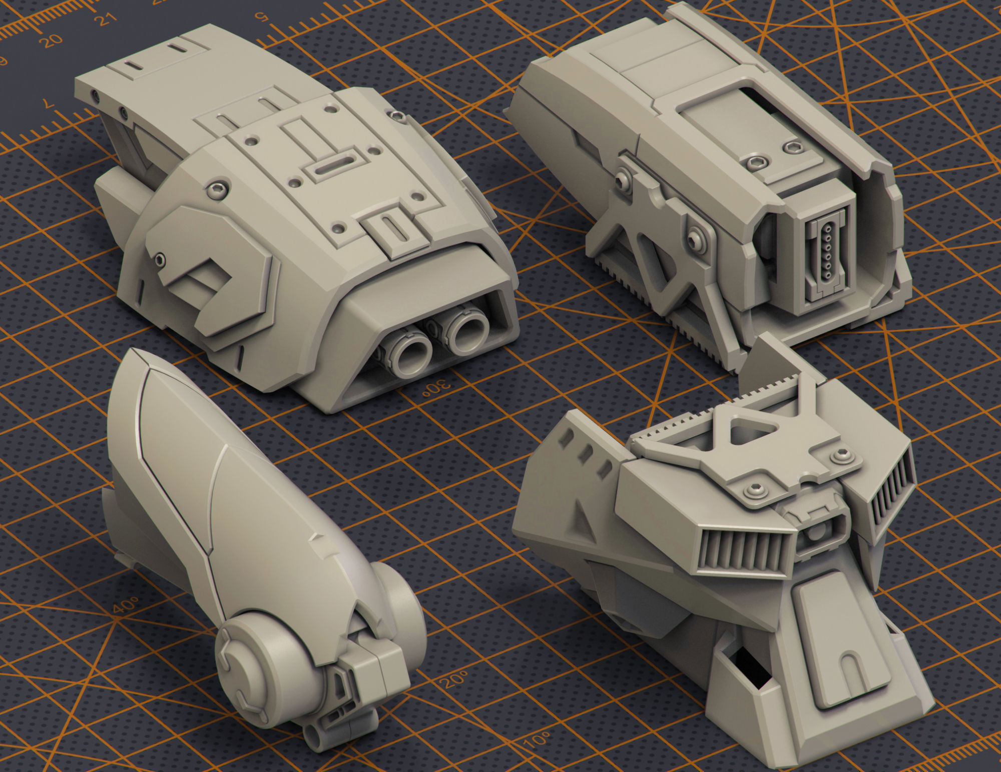 Mech Warrior Hard Surface Kitbash 3 of 20 3D model | CGTrader