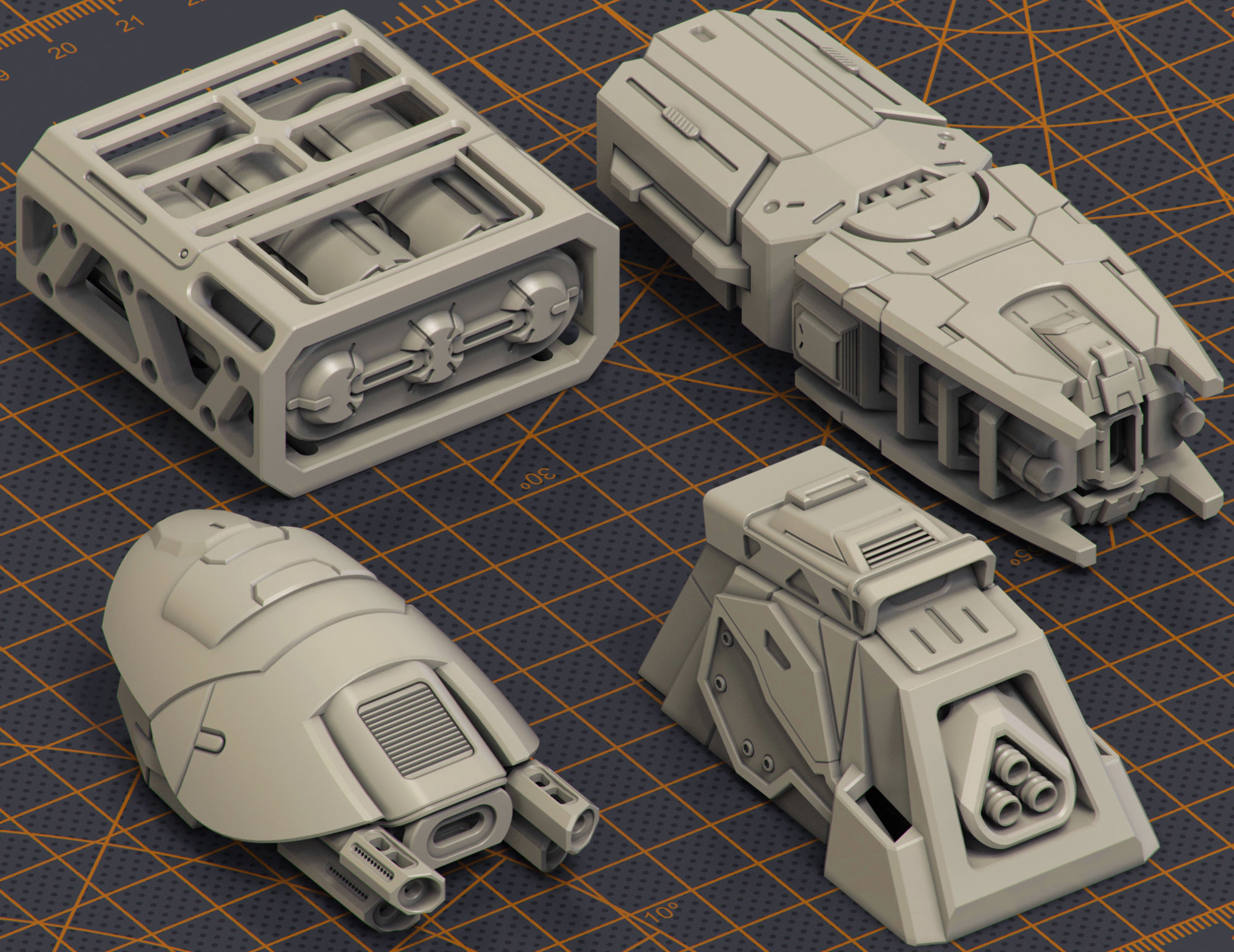 Mech Warrior Hard Surface Kitbash 3 of 20 3D model | CGTrader