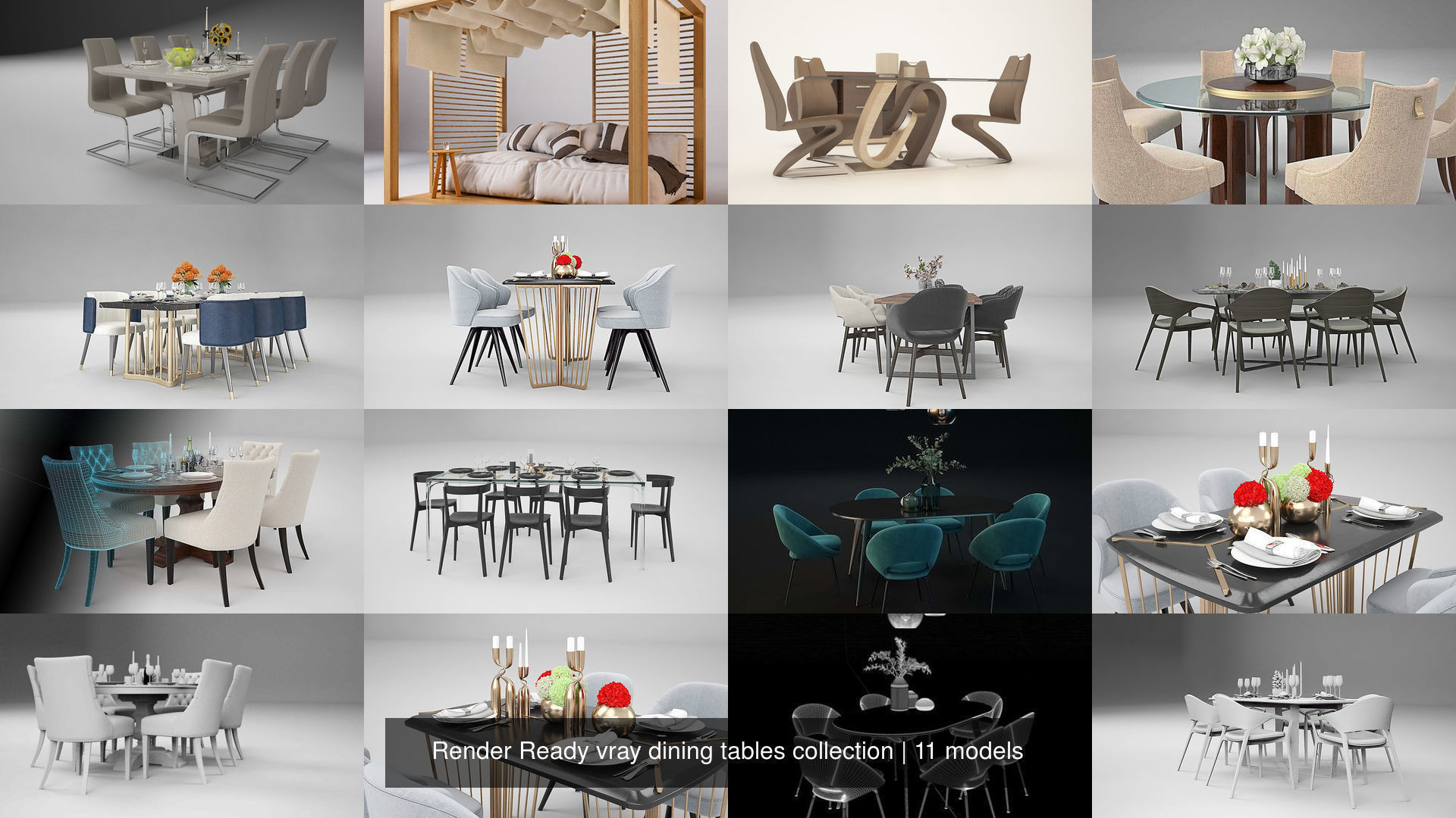 Render Ready vray dining tables collection | CGTrader