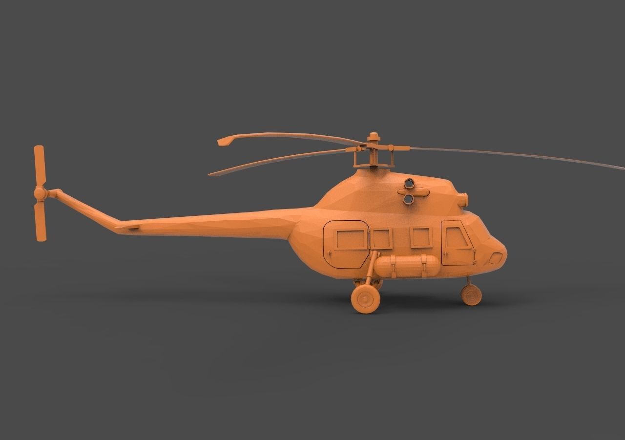 Mi - 2 orange helicopter 3D model 3D printable | CGTrader