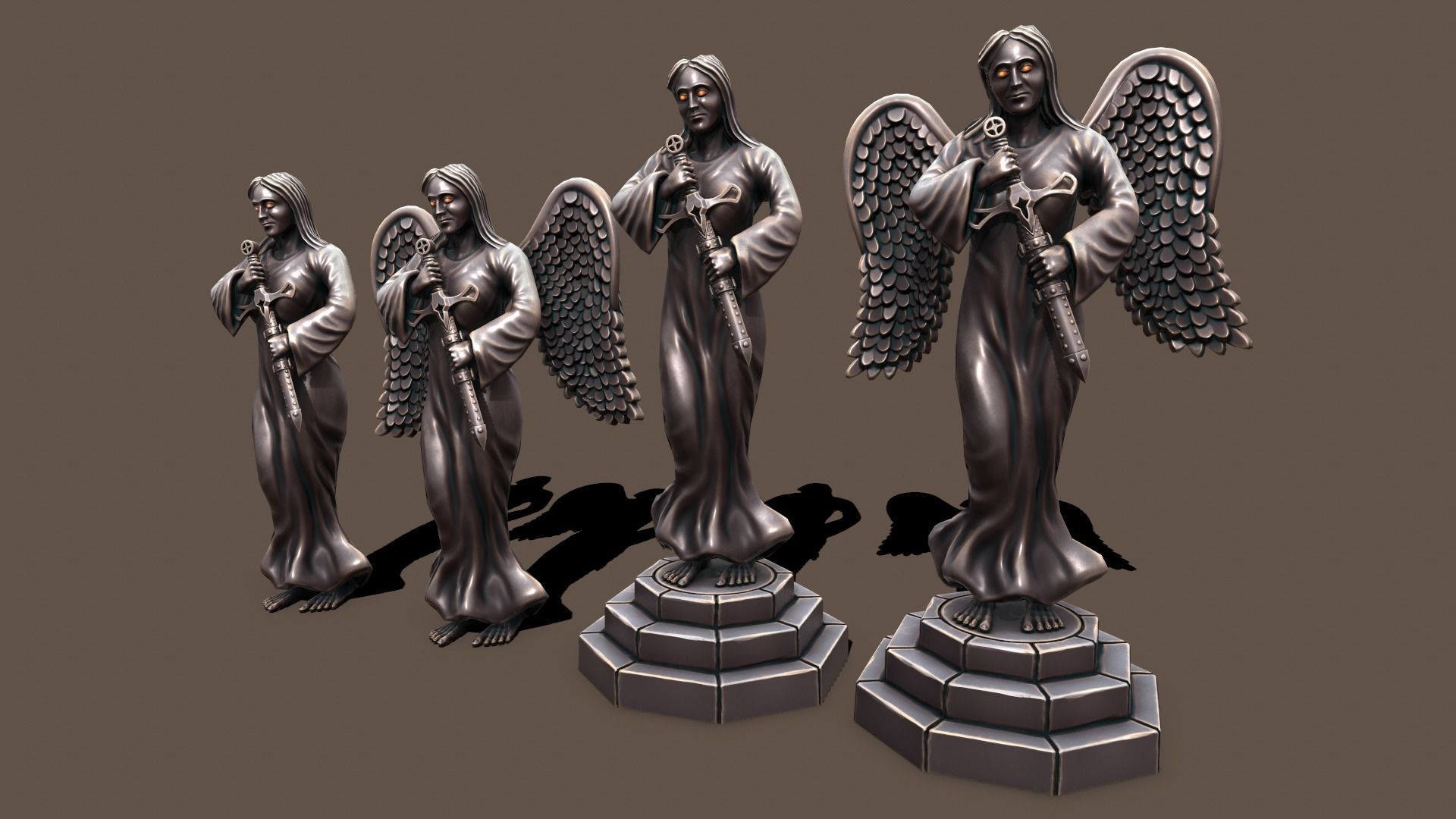 3D model Dark Statues VR / AR / low-poly | CGTrader