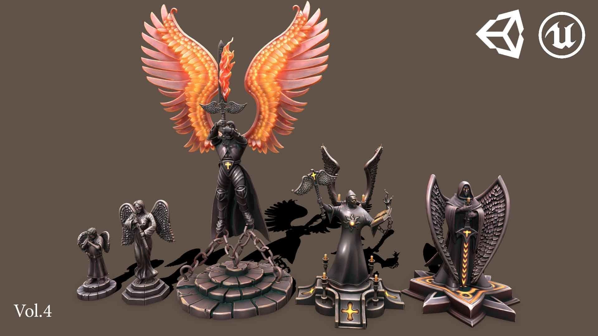3D model Dark Statues VR / AR / low-poly | CGTrader