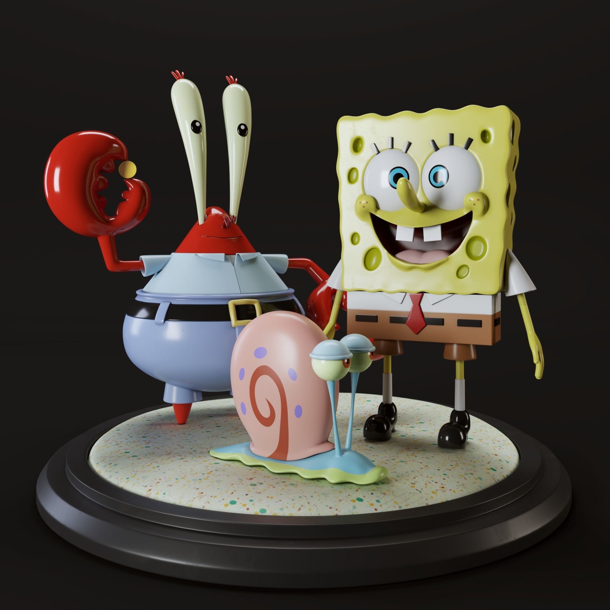 SpongeBob SquarePants and Krabs and Gary 3D model | CGTrader