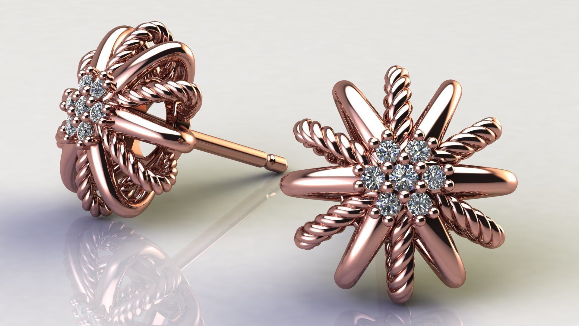 Starburst Earring with Diamonds size 10 mm 3D model 3D printable | CGTrader