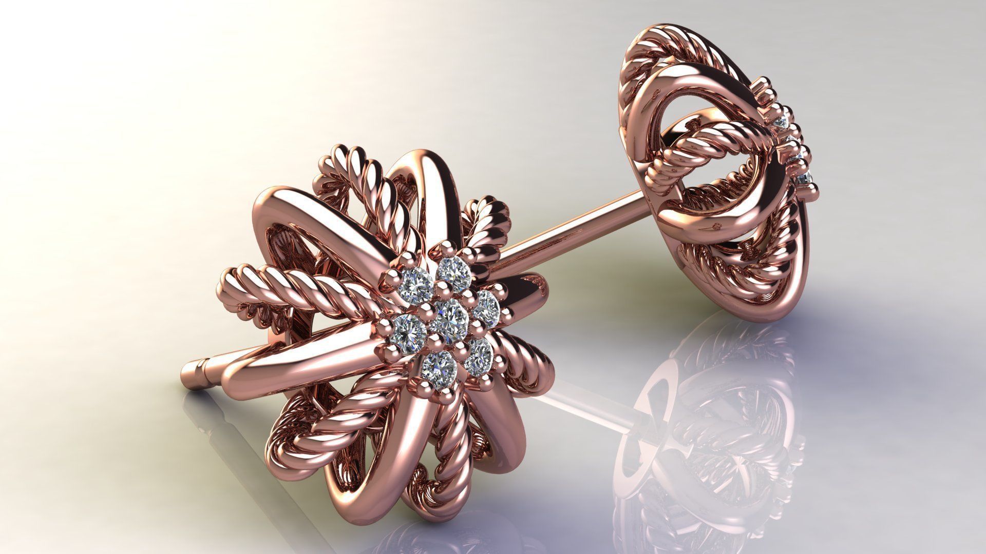 Starburst Earring with Diamonds size 10 mm 3D model 3D printable | CGTrader