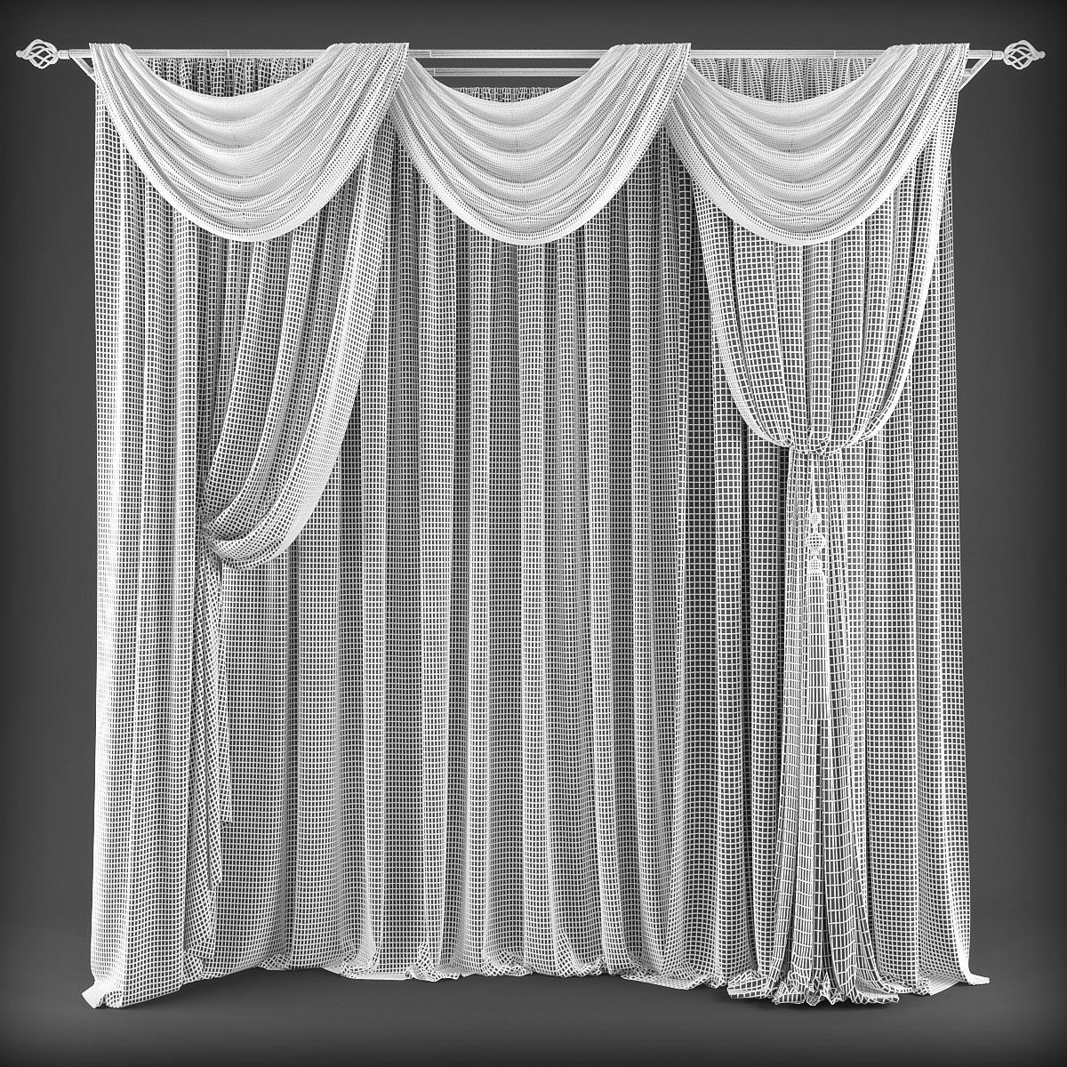3D model Curtain with drapes VR / AR / low-poly | CGTrader