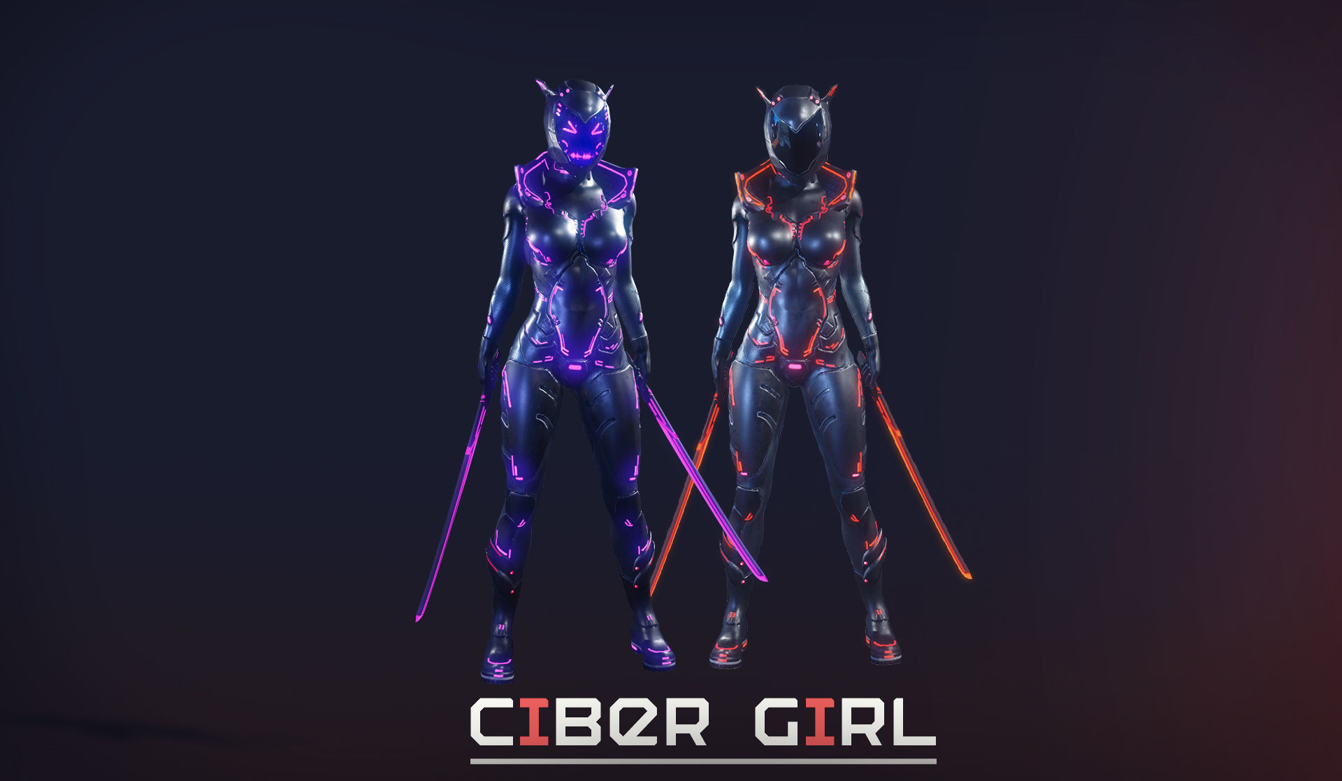 3D model Ciber Girl VR / AR / low-poly rigged animated | CGTrader