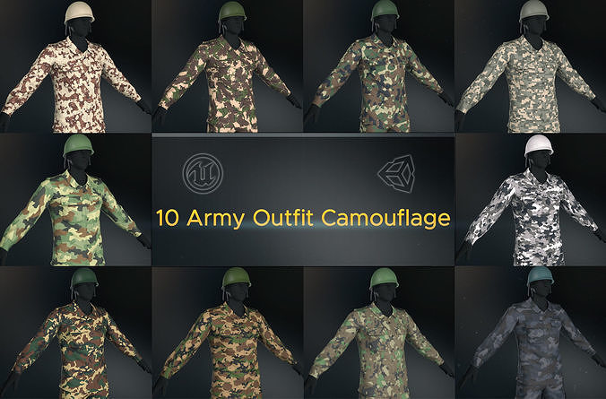 3D model 10 Army Outfit Camouflage VR / AR / low-poly | CGTrader
