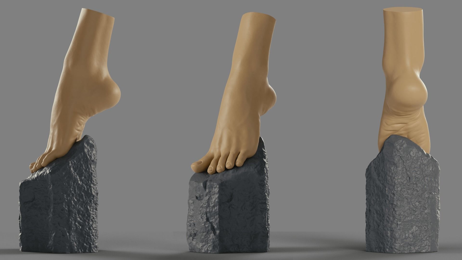 Foot on a stone 3D model 3D printable | CGTrader