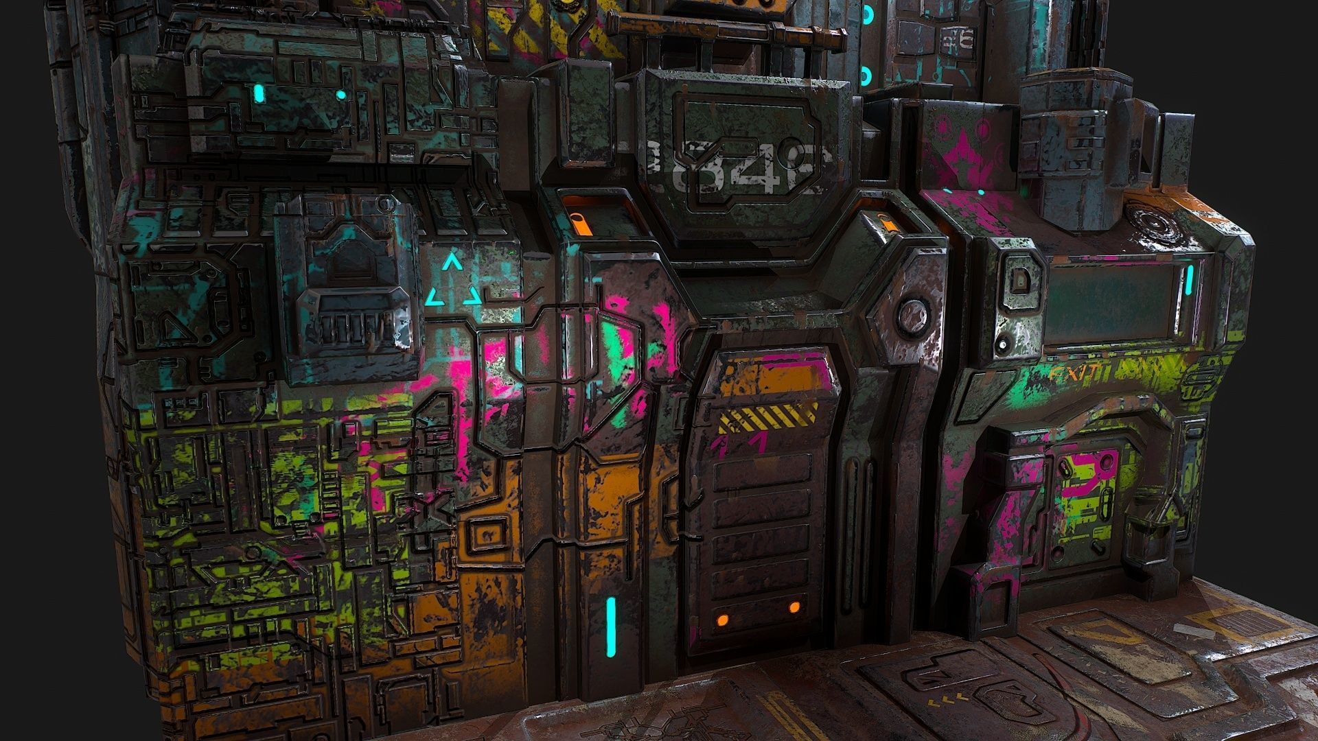 3D model Low poly cyberpunk street pattern with building facades VR ...