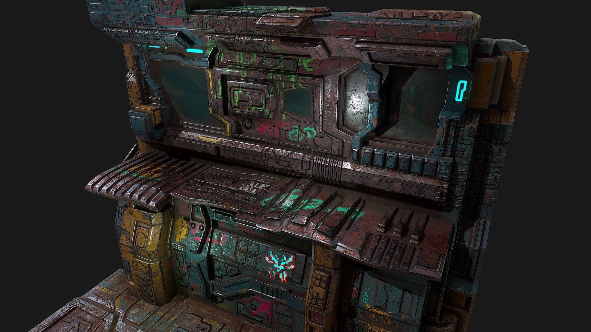 3D model Low poly cyberpunk street pattern with building facades VR ...