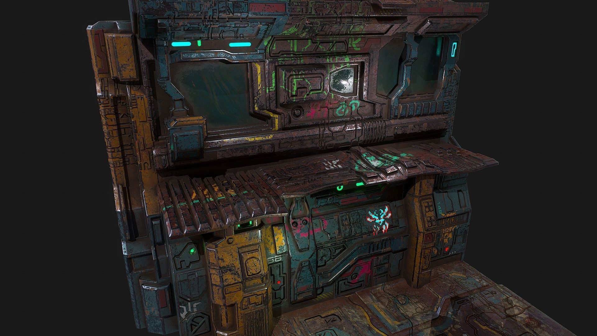 3D model Low poly cyberpunk street pattern with building facades VR ...