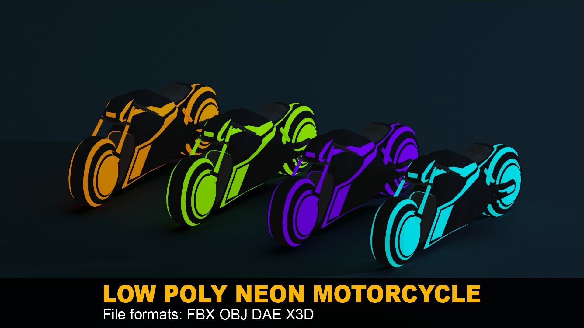 3D model LOW POLY - NEON MOTORCYCLE VR / AR / low-poly | CGTrader