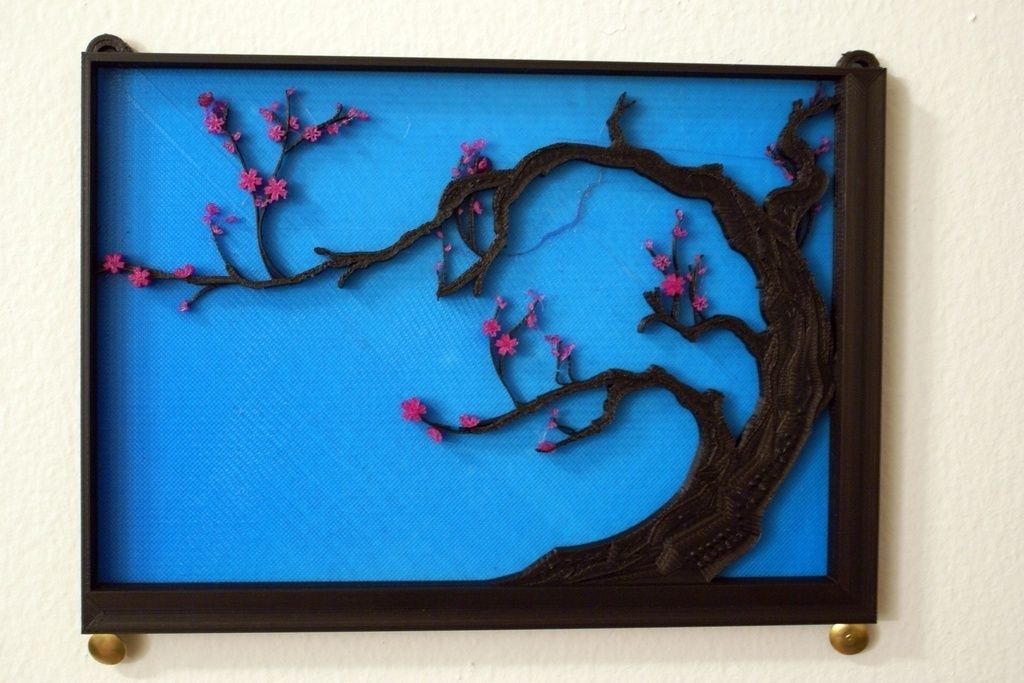 Japanese Cherry Tree Painting - Horizontal free 3D model 3D printable ...
