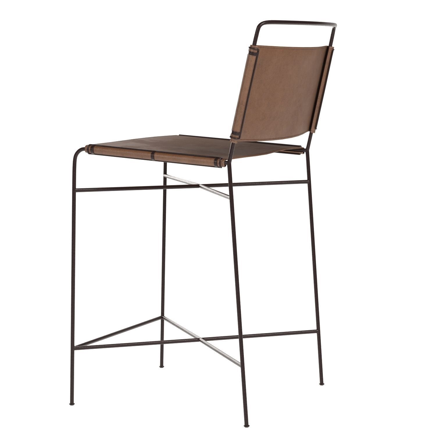 Wharton Counter and Bar Stool Distressed Brown 3D model | CGTrader