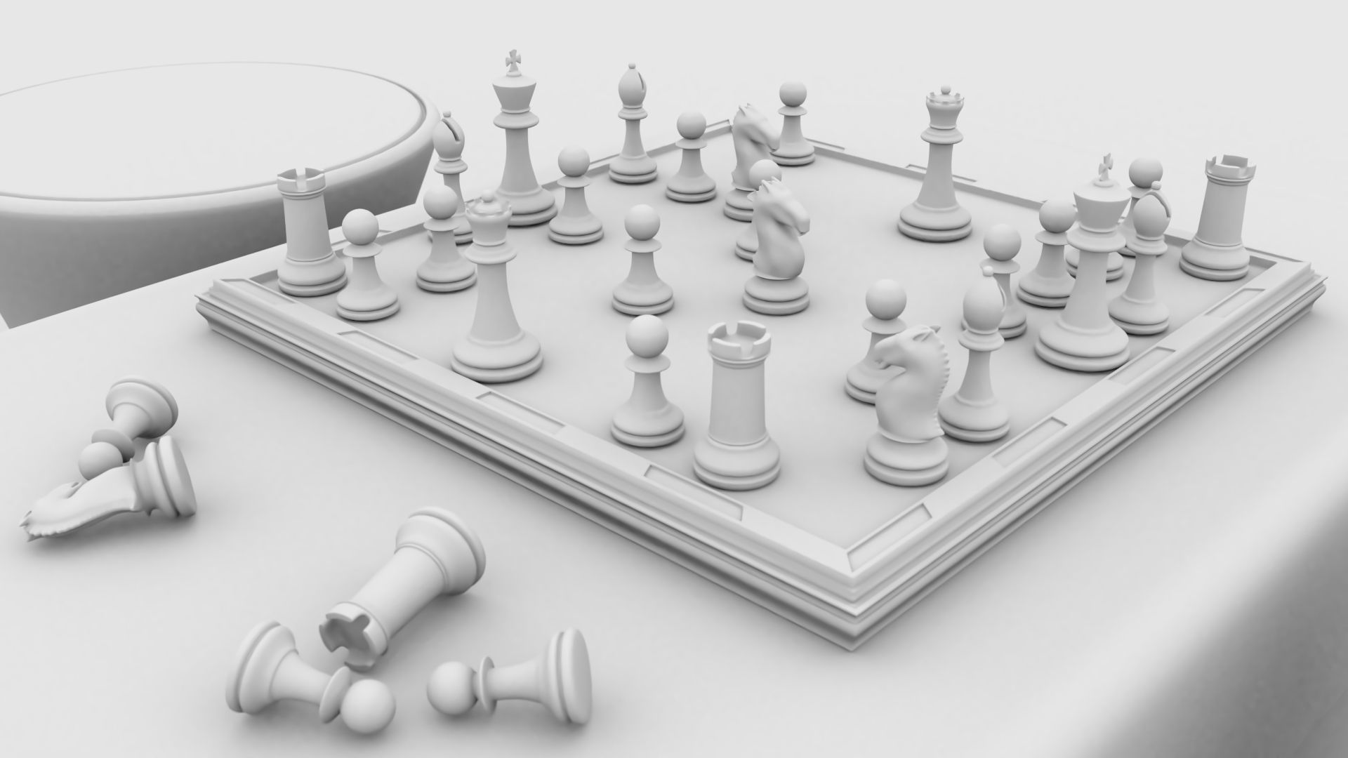 Chess Highpoly set on checkered tablecloth 3D model | CGTrader