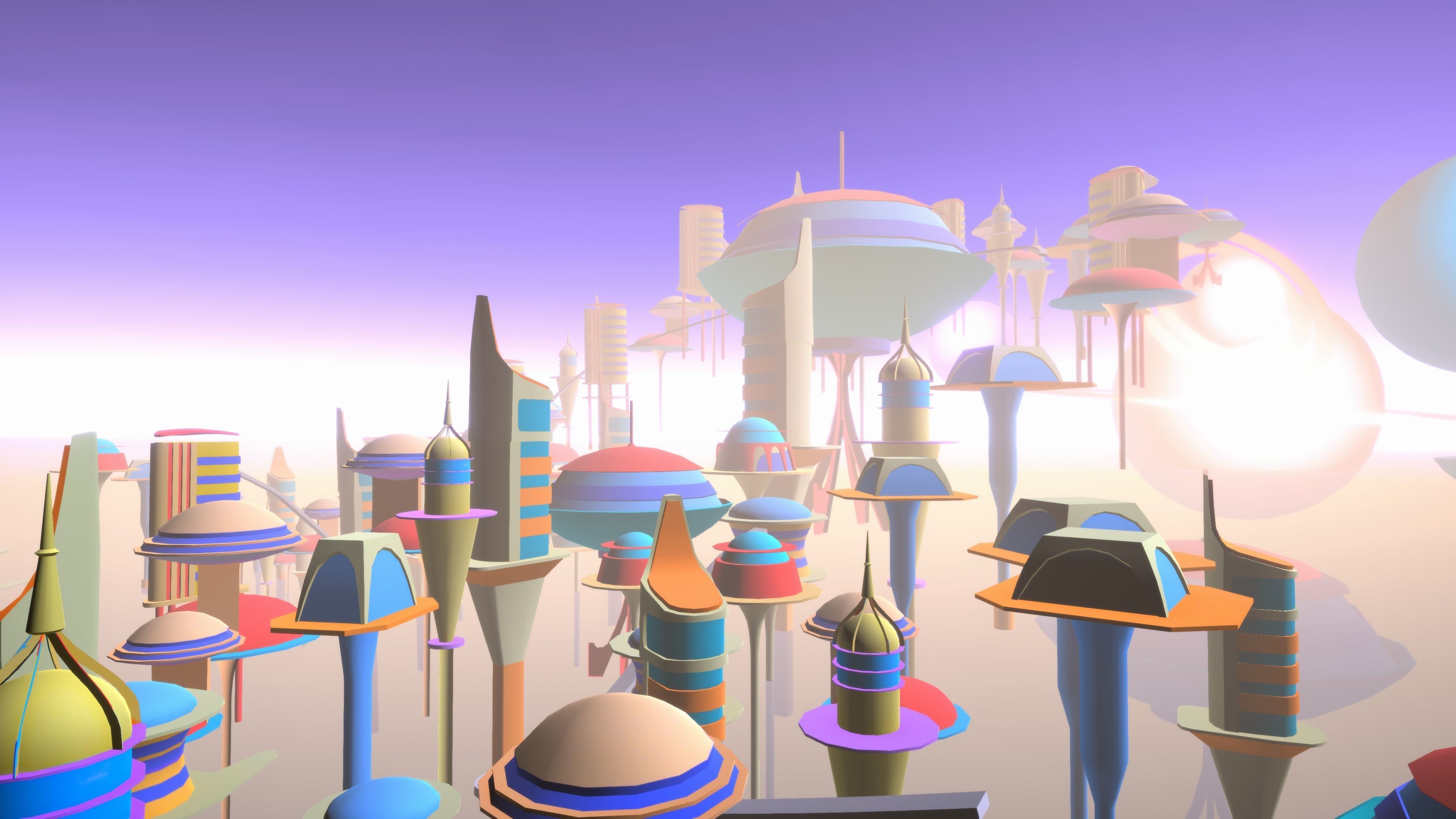 3D model Fantasy Low Poly Sky City Pack VR / AR / low-poly | CGTrader