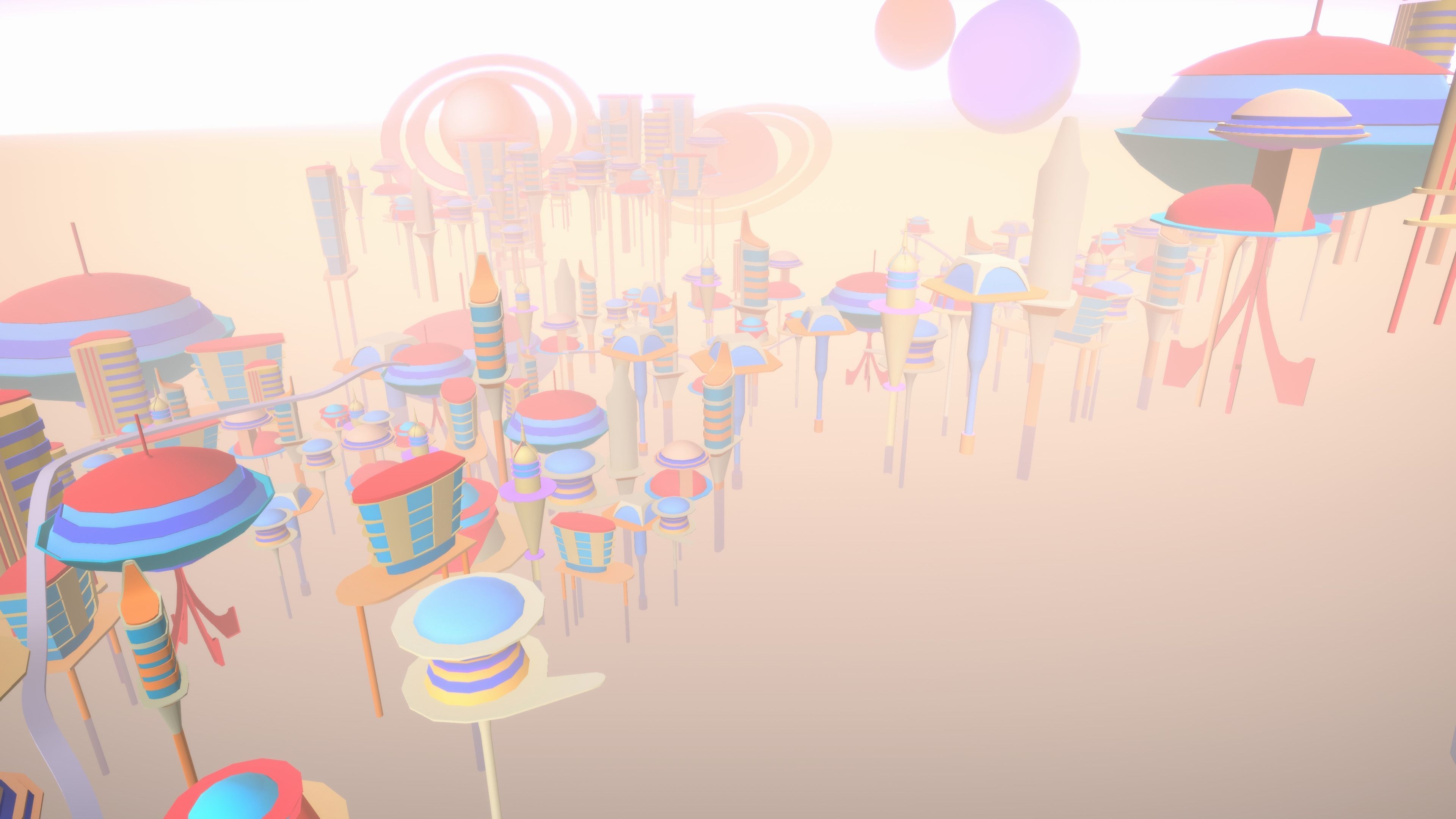 3D model Fantasy Low Poly Sky City Pack VR / AR / low-poly | CGTrader