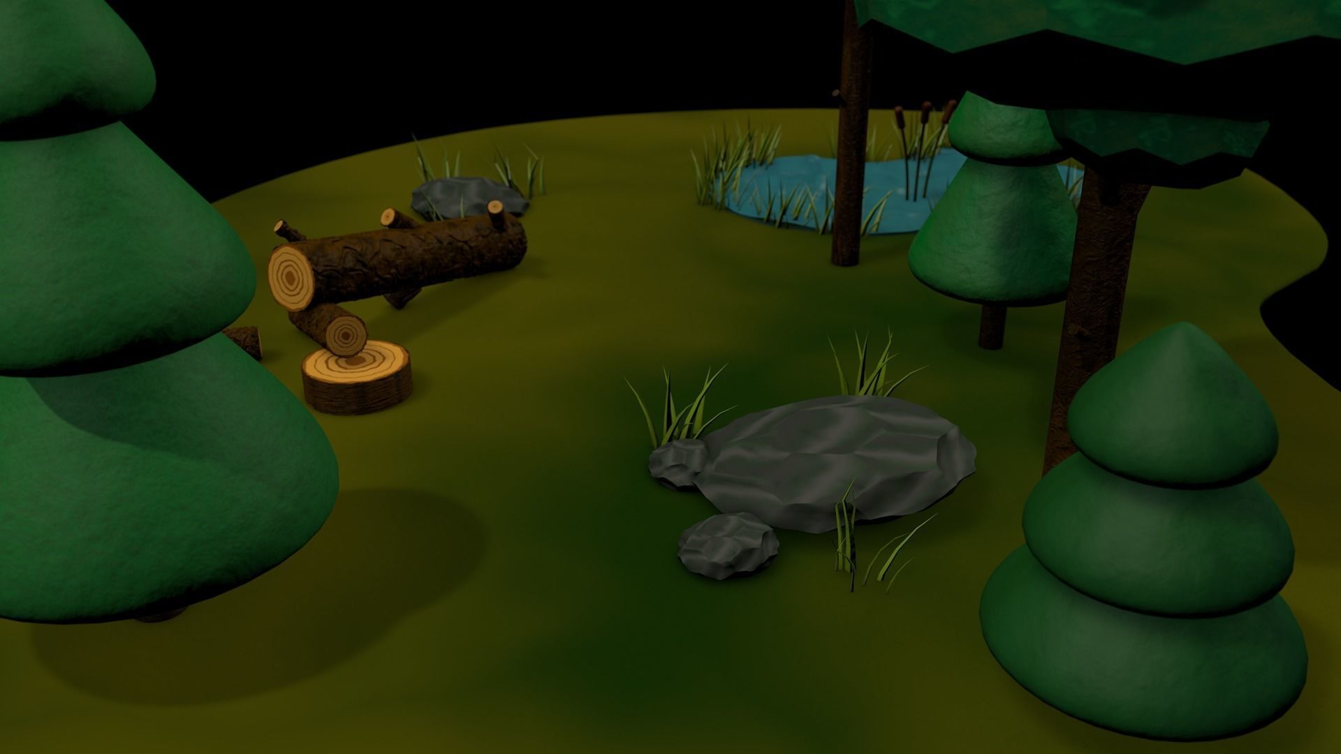 3D model cartoon low-poly forest pack VR / AR / low-poly | CGTrader