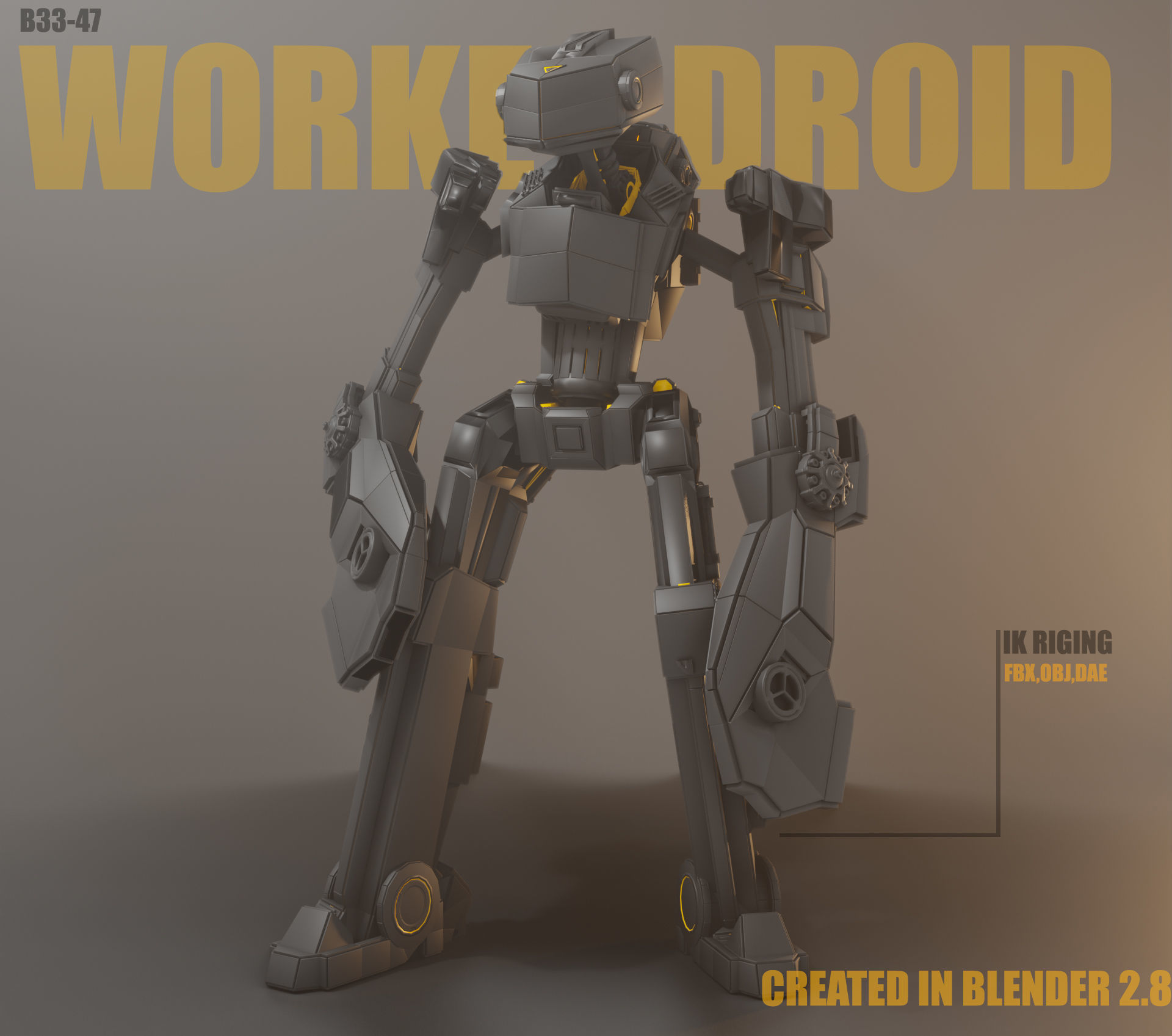 Rigged worker droid robot 3D model rigged | CGTrader
