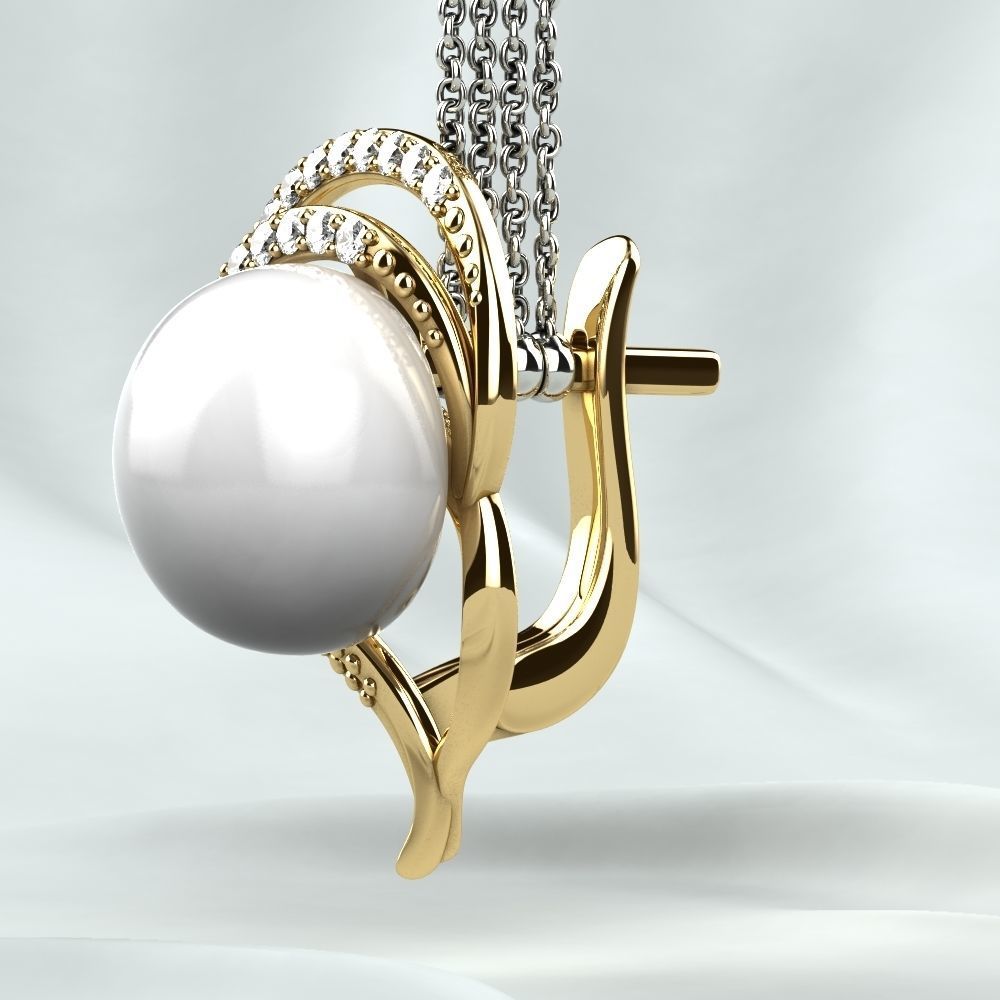 Button Pearls Gold Earrings FREE free 3D model 3D printable | CGTrader