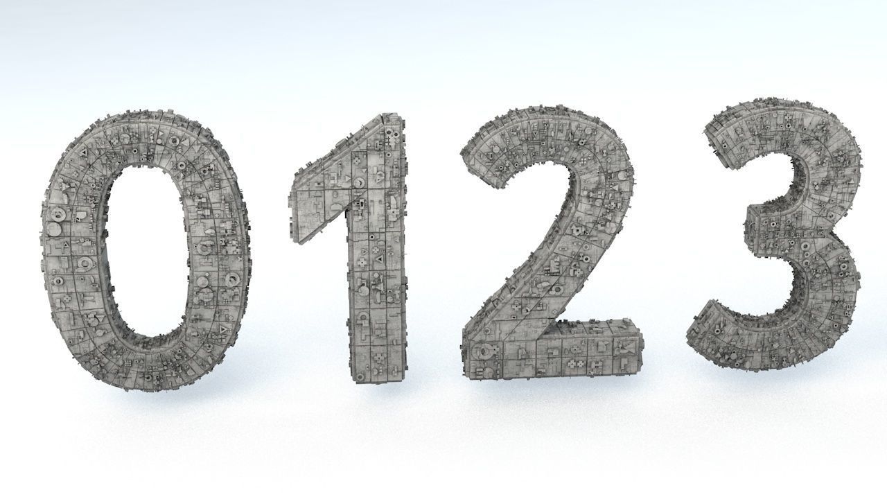 Sci Fi Shapes The Numbers 3D model | CGTrader